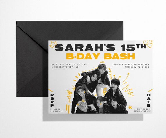 BTS Birthday Party Invitation 7x5 BTS Bday - Etsy Canada
