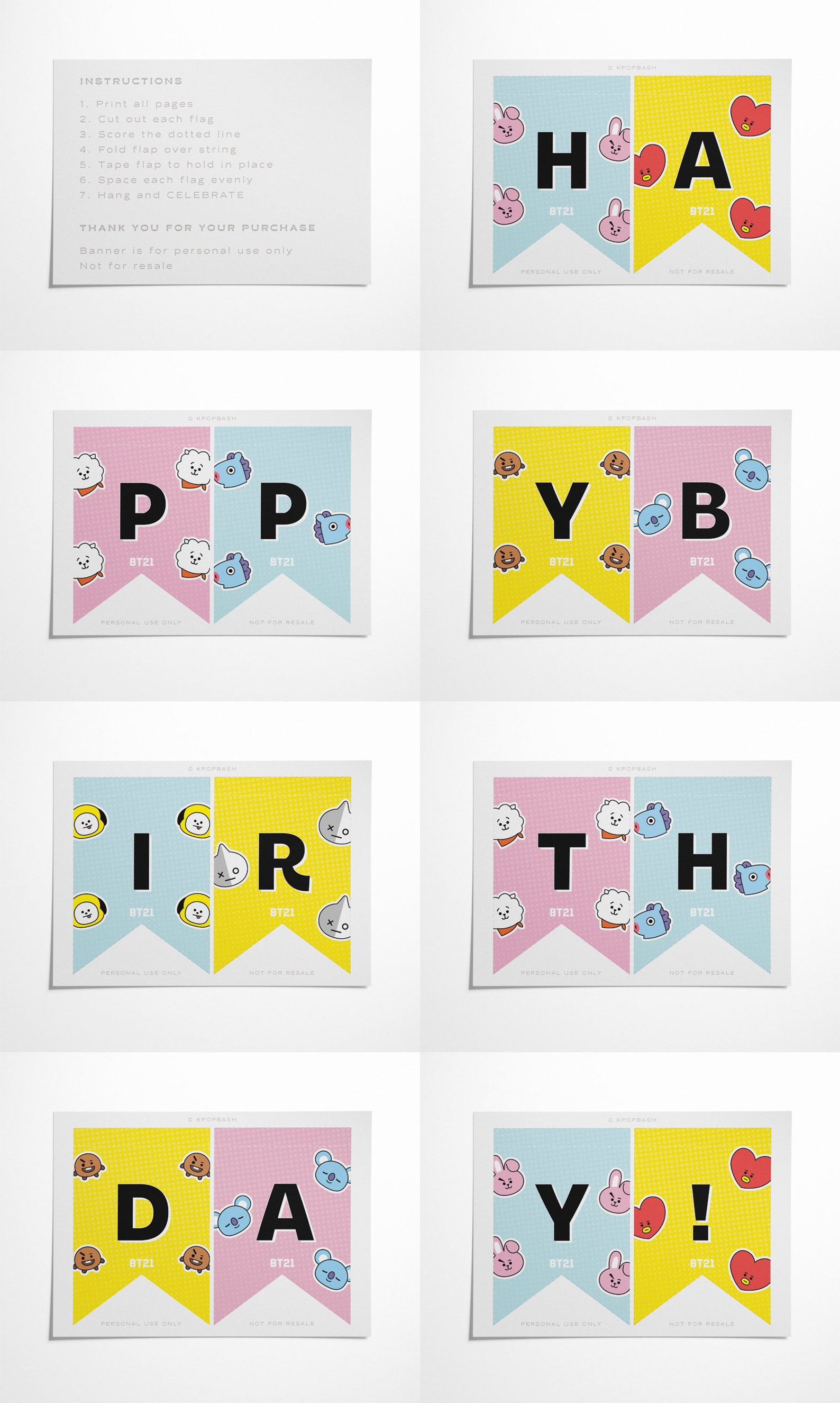 BTS Banner BT21 Banner BT21 Bday BT21 Party BT21 Printable Digital ...