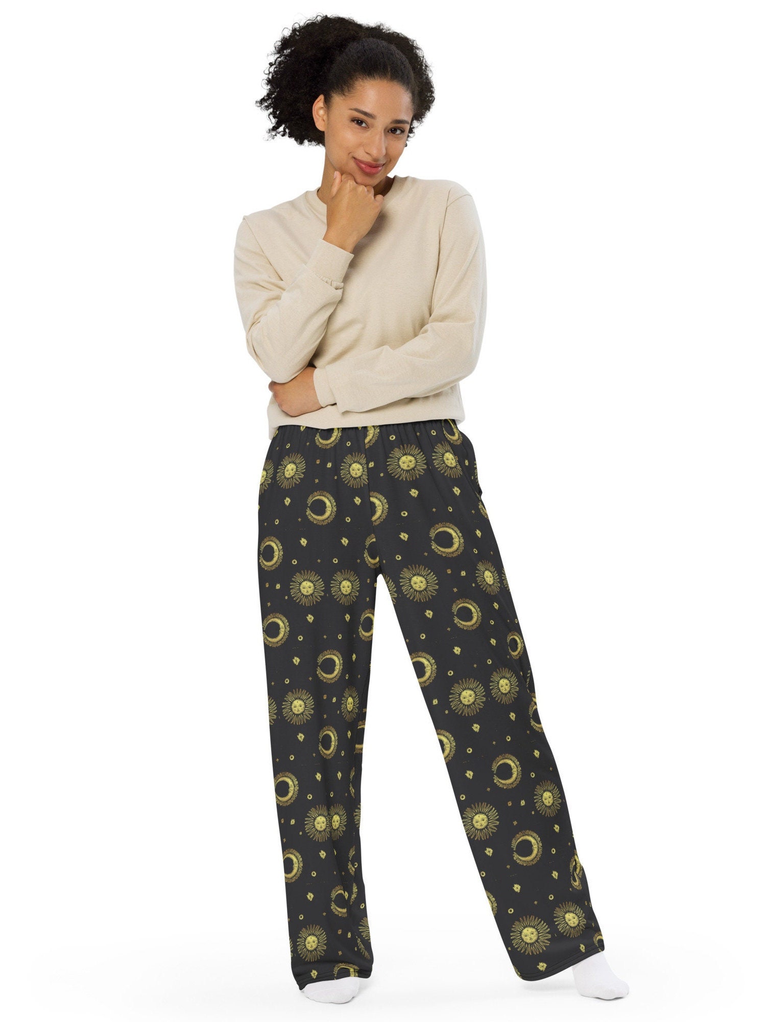 Celestial Sun and Moon AOP Unisex Wide-leg Pants With Side Pockets ...
