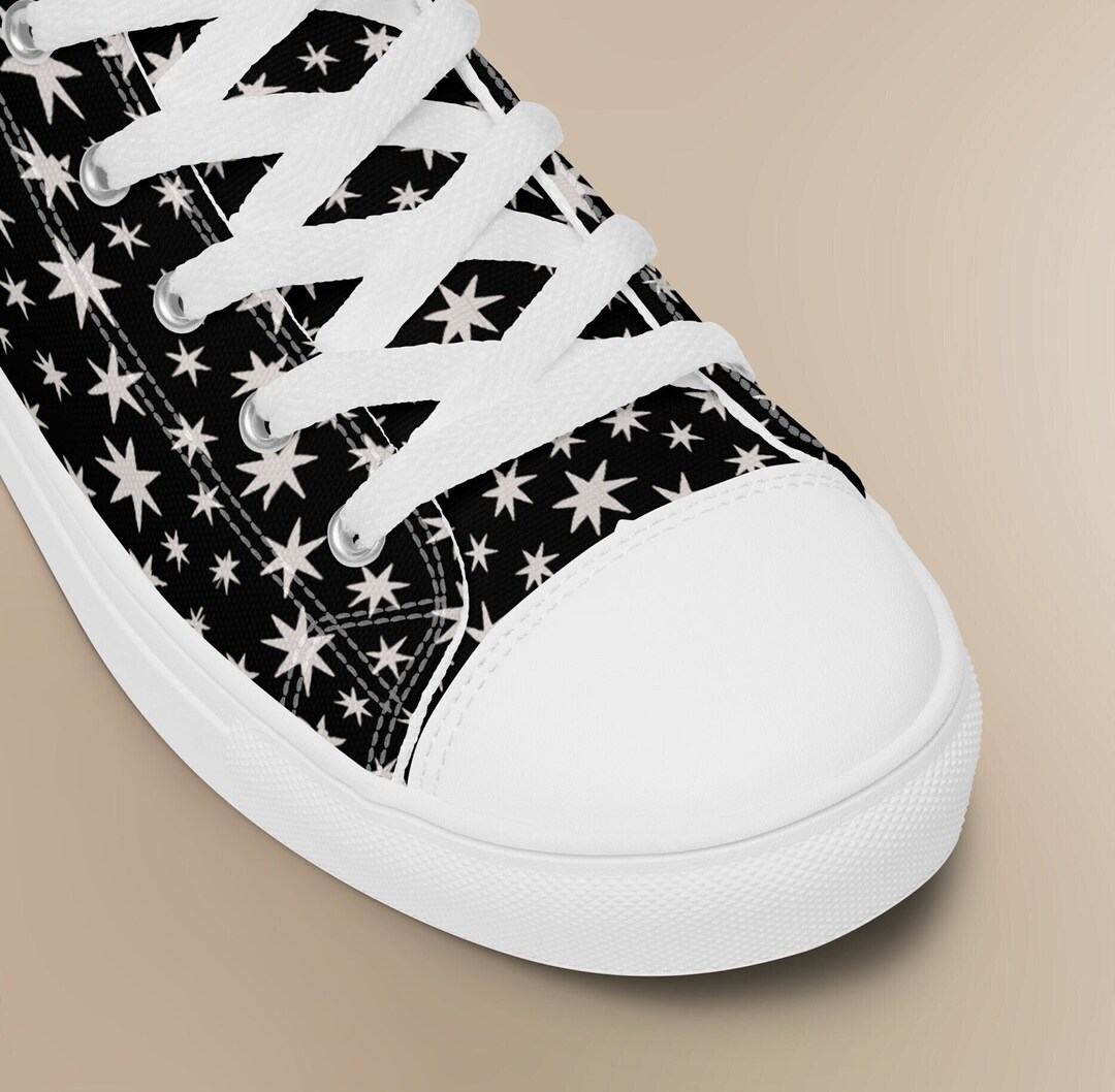 Stars Women’s High Top Black White Canvas Shoes, Celestial Sneakers ...