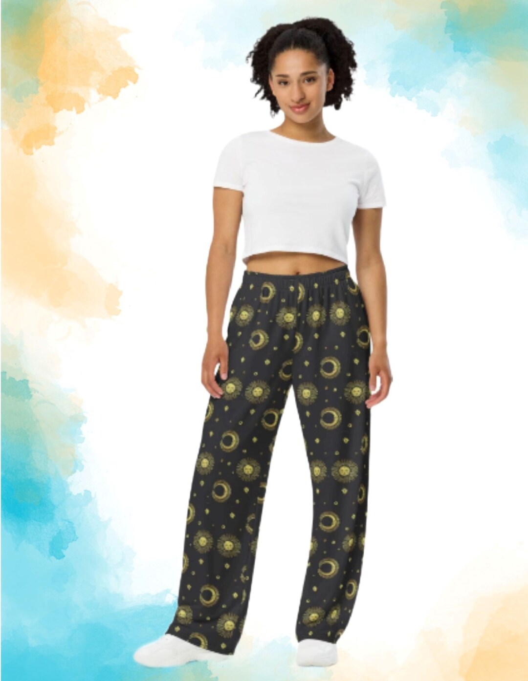 Celestial Sun and Moon AOP Unisex Wide-leg Pants With Side Pockets ...