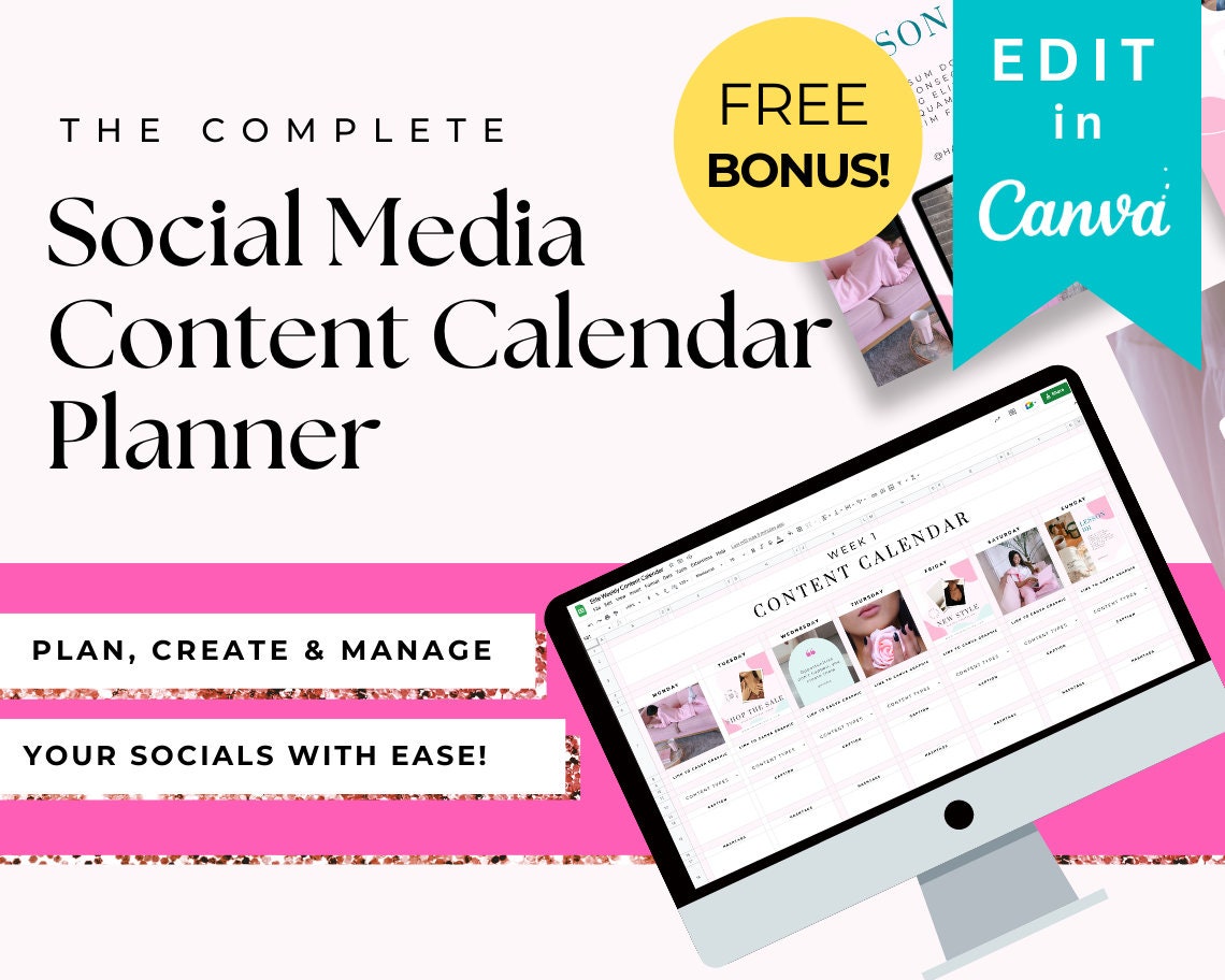 Social Media Content Calendar Template & Canva Social Media Instagram ...
