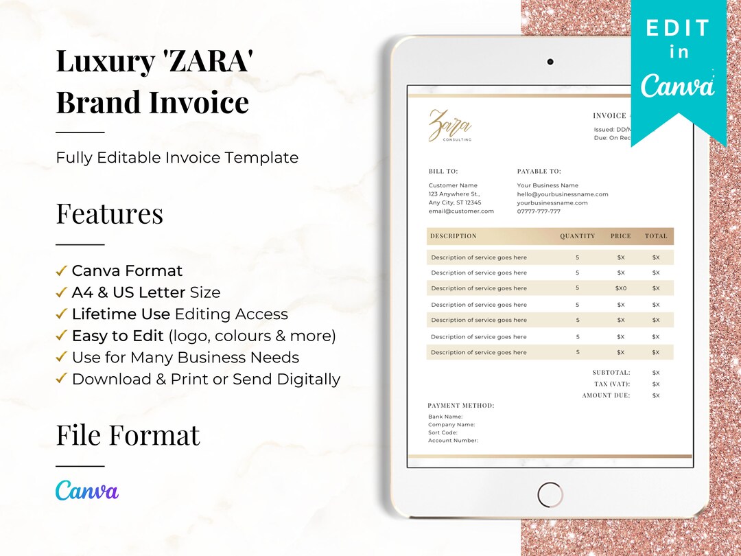 Invoice, Invoice Template, Business Invoice, Photography Invoice, CANVA ...