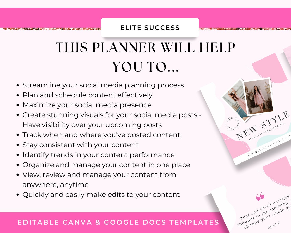 Social Media Content Calendar Template & Canva Social Media Instagram ...