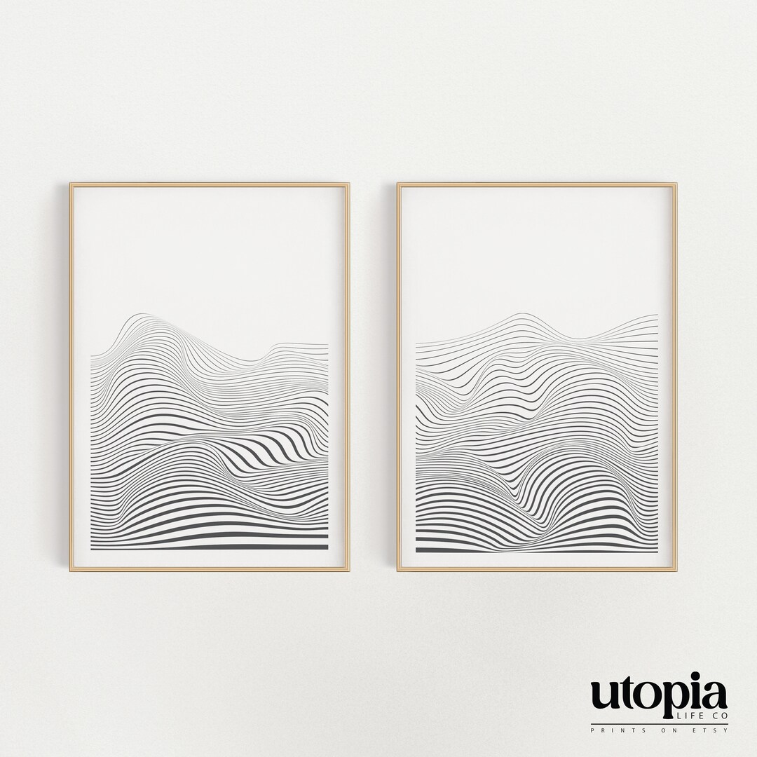 Minimalist Line Art Waves 2 Panel - Etsy