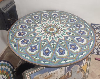 Large Round Mosaic Table - Etsy