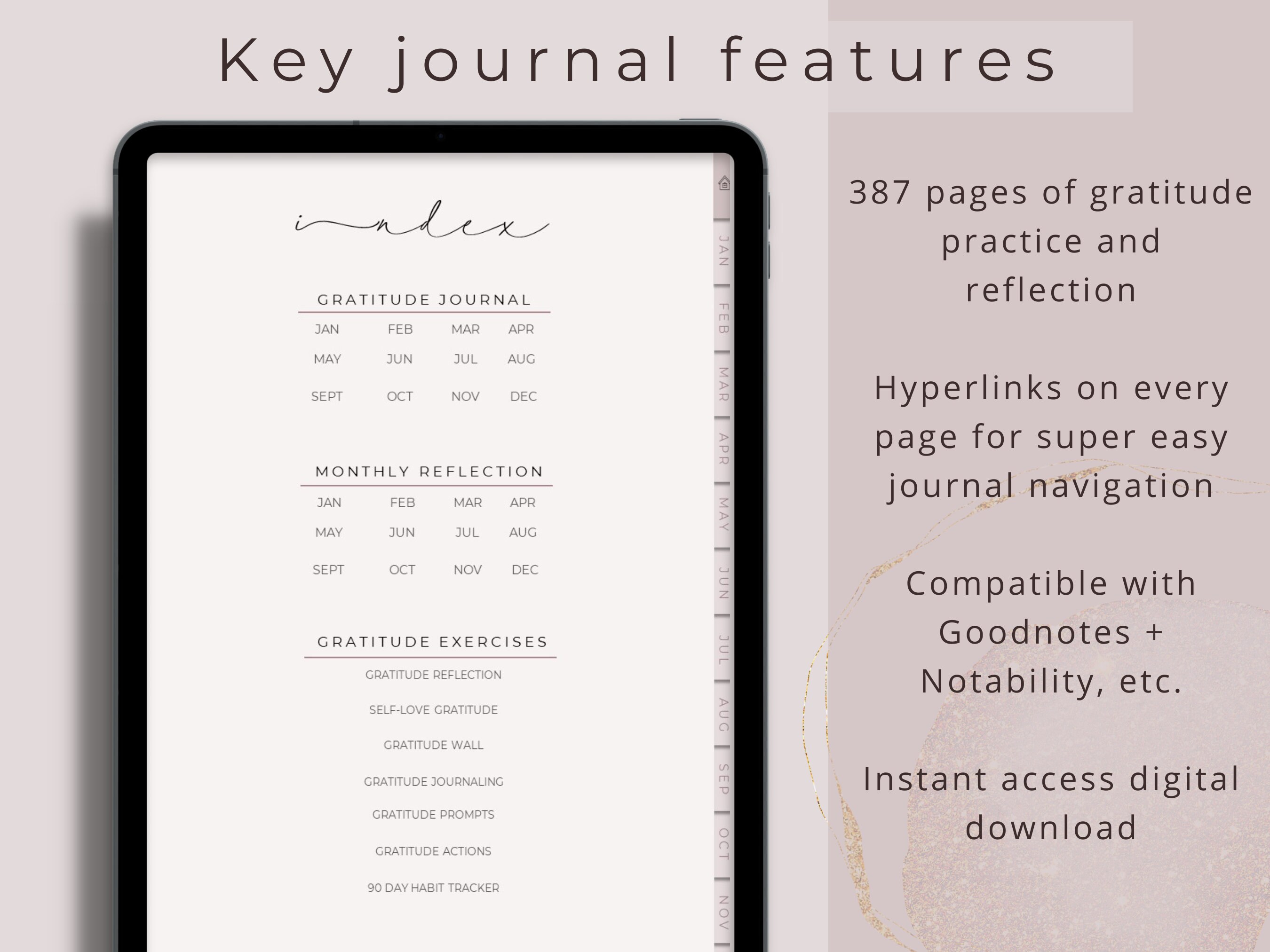 Digital Gratitude Journal Wellness Planner Digital Daily - Etsy