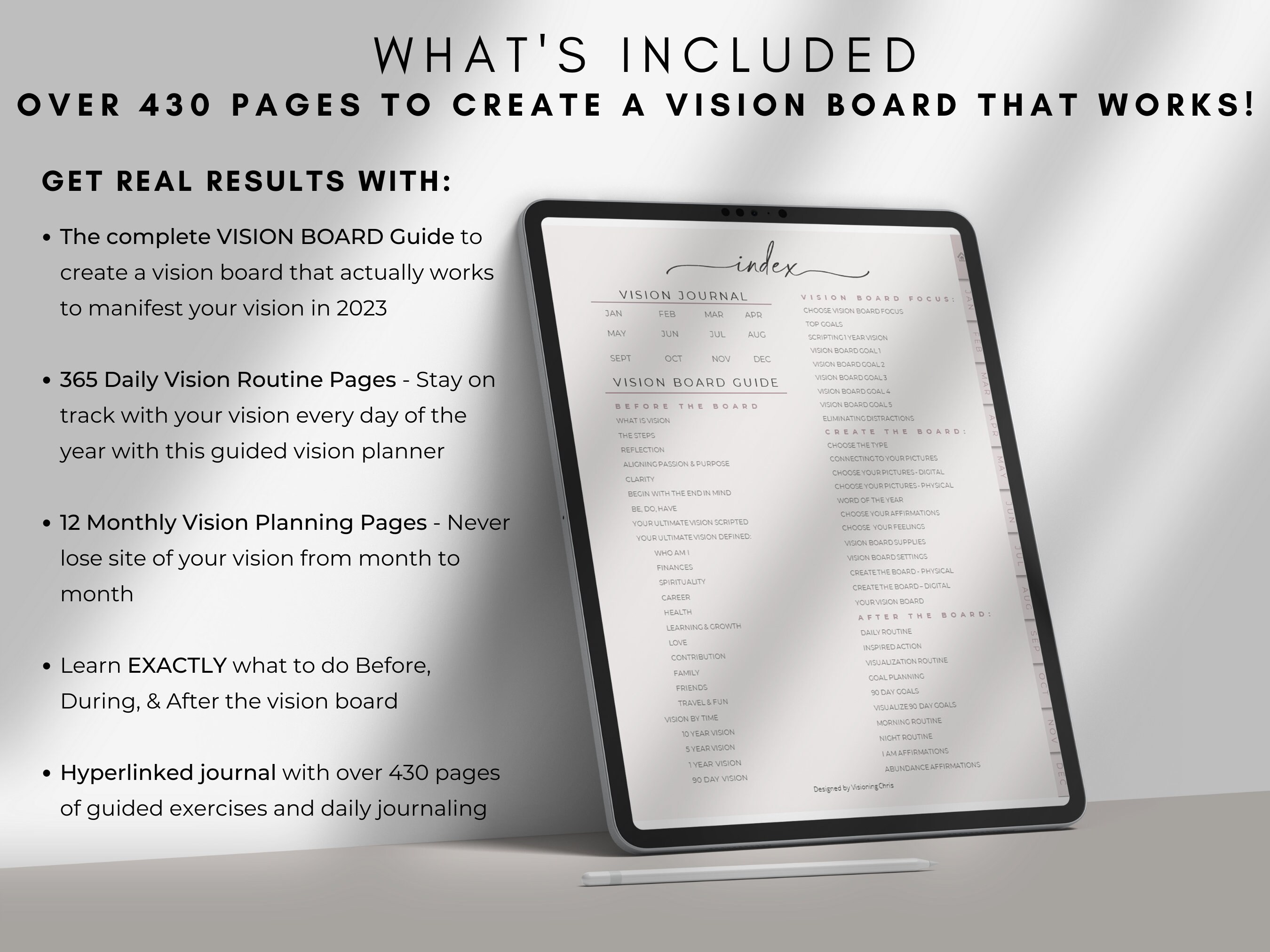 Digital Vision Board for 2024, Vision Board Template, Vision Board Kit ...