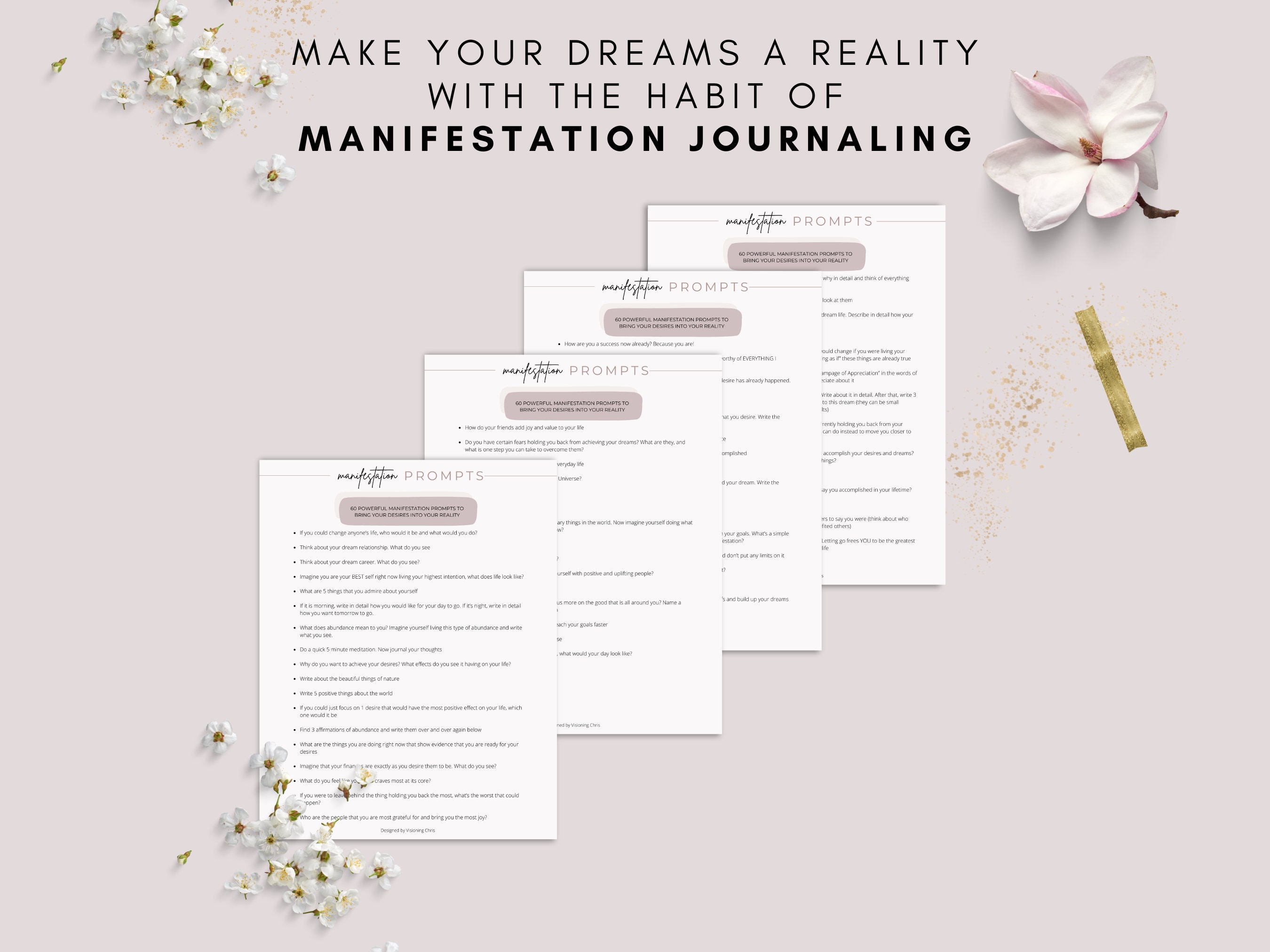 Daily Manifestation Journal Printable 60 Prompts, Manifestation Planner ...