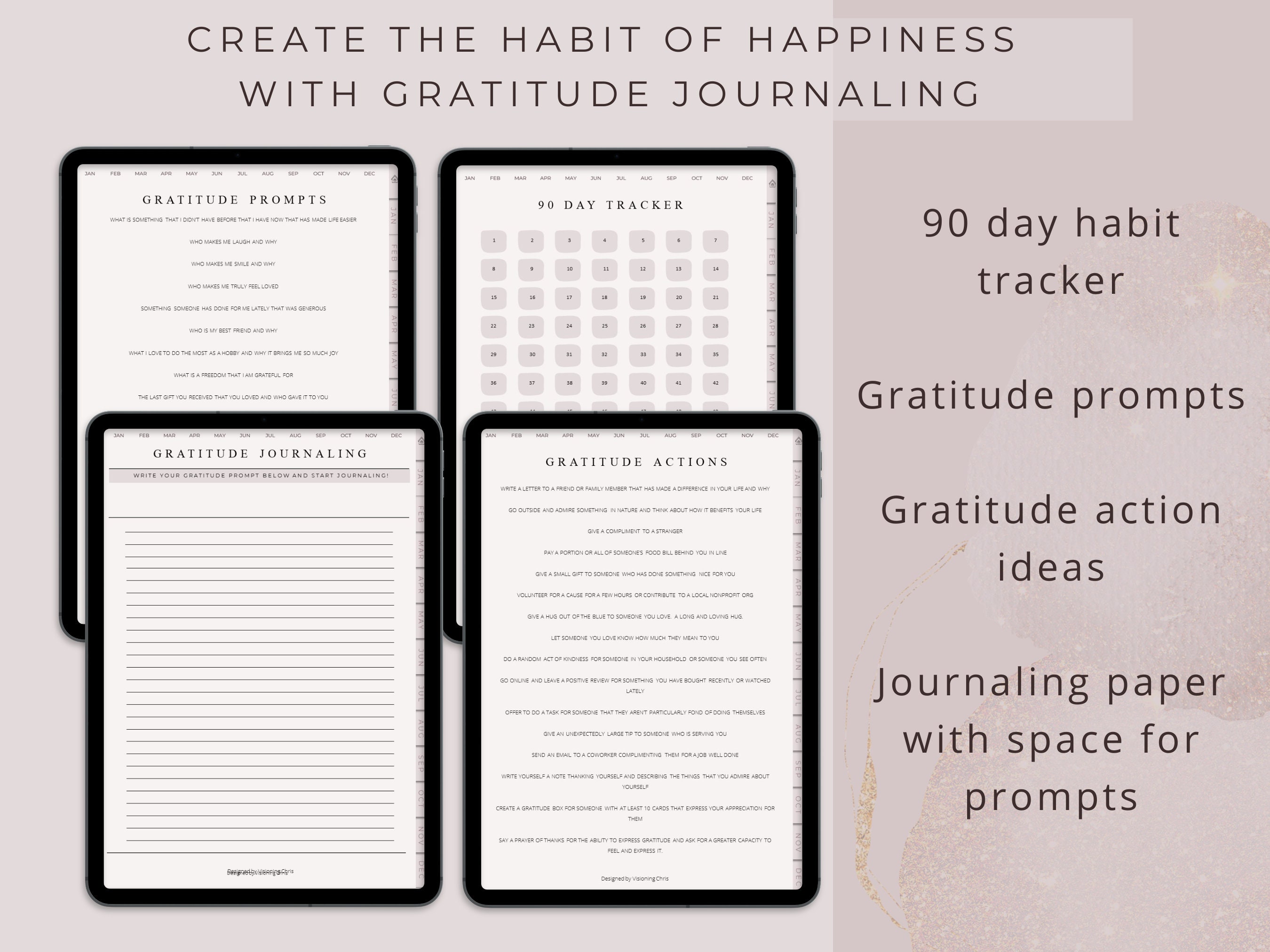 Digital Gratitude Journal Wellness Planner Digital Daily - Etsy