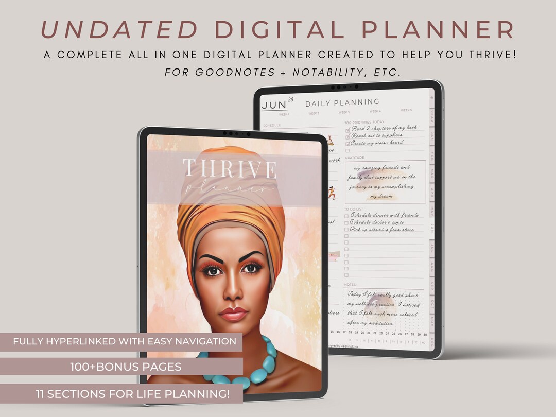 Black Girl Digital Planner Goodnotes Planner, Undated Digital Planner ...