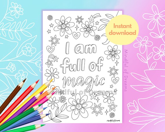 Self-love Affirmation Coloring Page Magical Doodles Coloring - Etsy