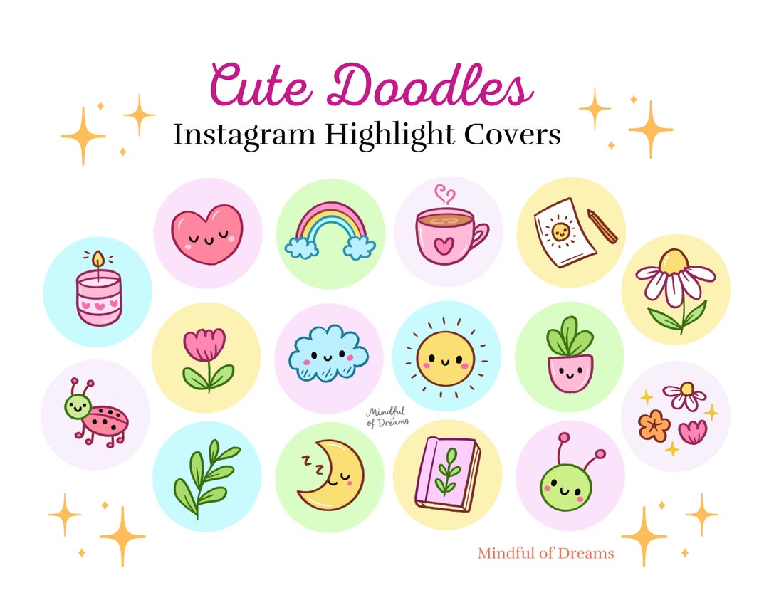 16 Cute Instagram Highlight Covers Doodle Story Icons for - Etsy