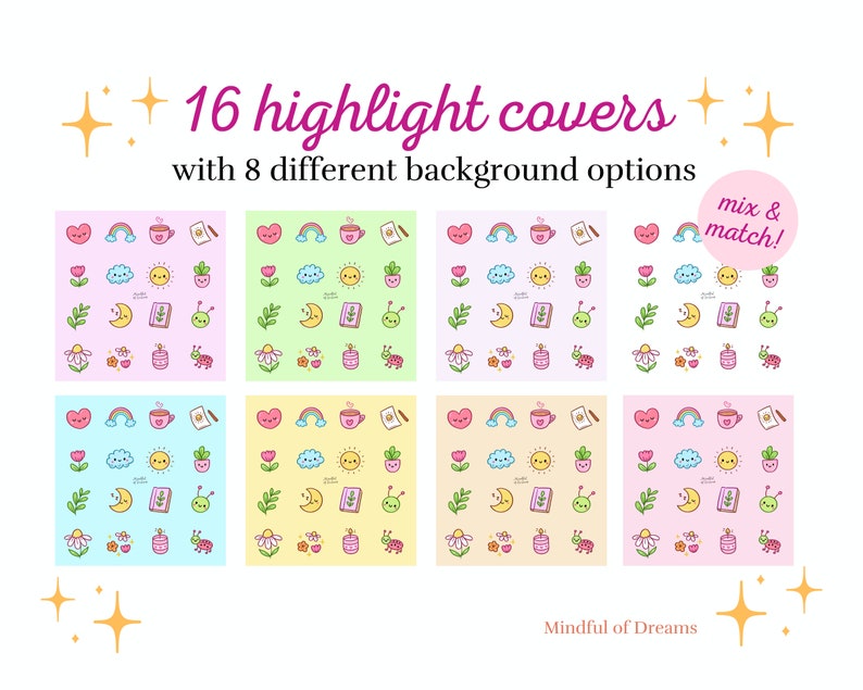 16 Cute Instagram Highlight Covers Doodle Story Icons for - Etsy