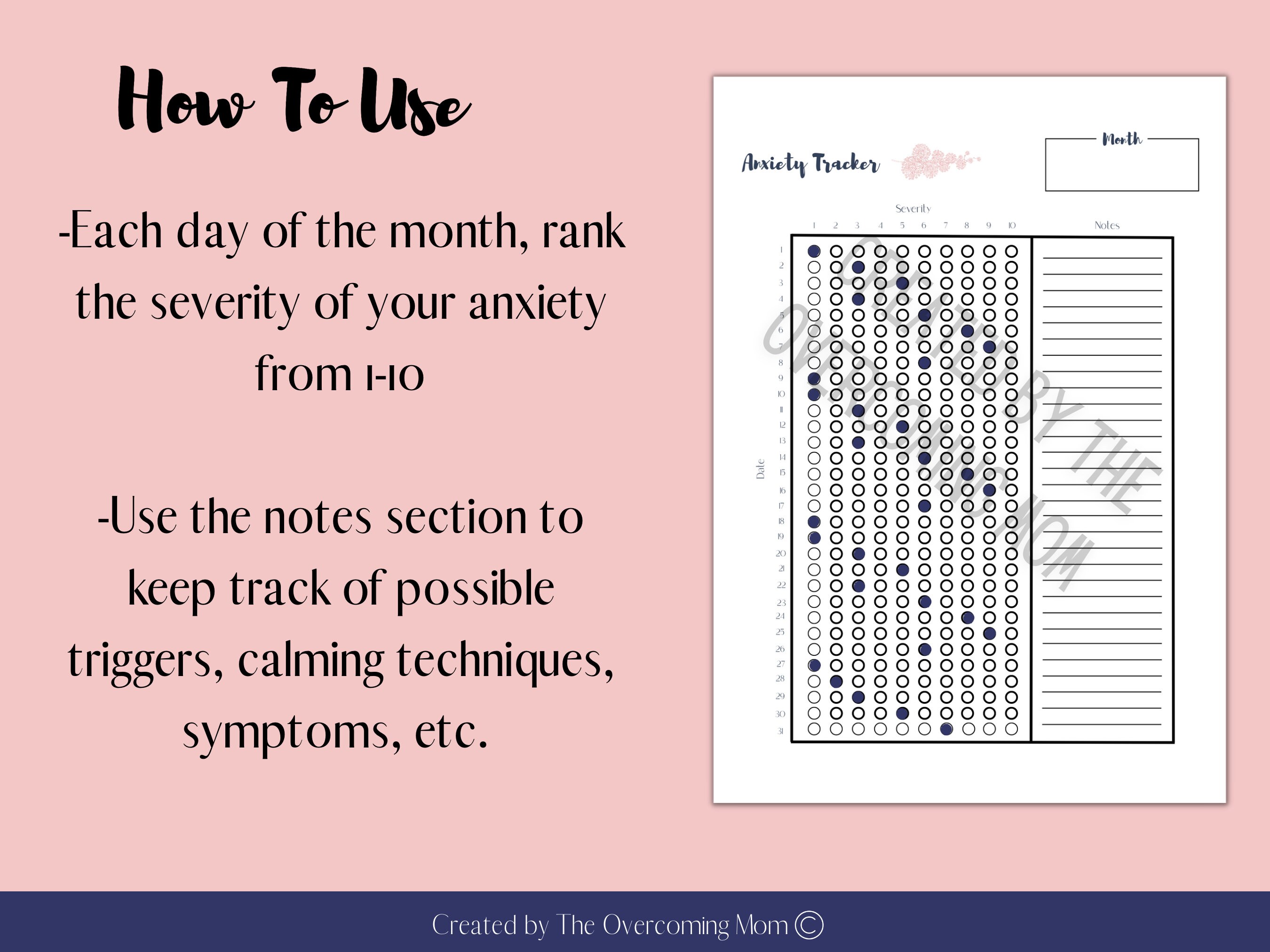 Anxiety Tracker, Printable Anxiety Log, Anxiety Log for Therapy ...