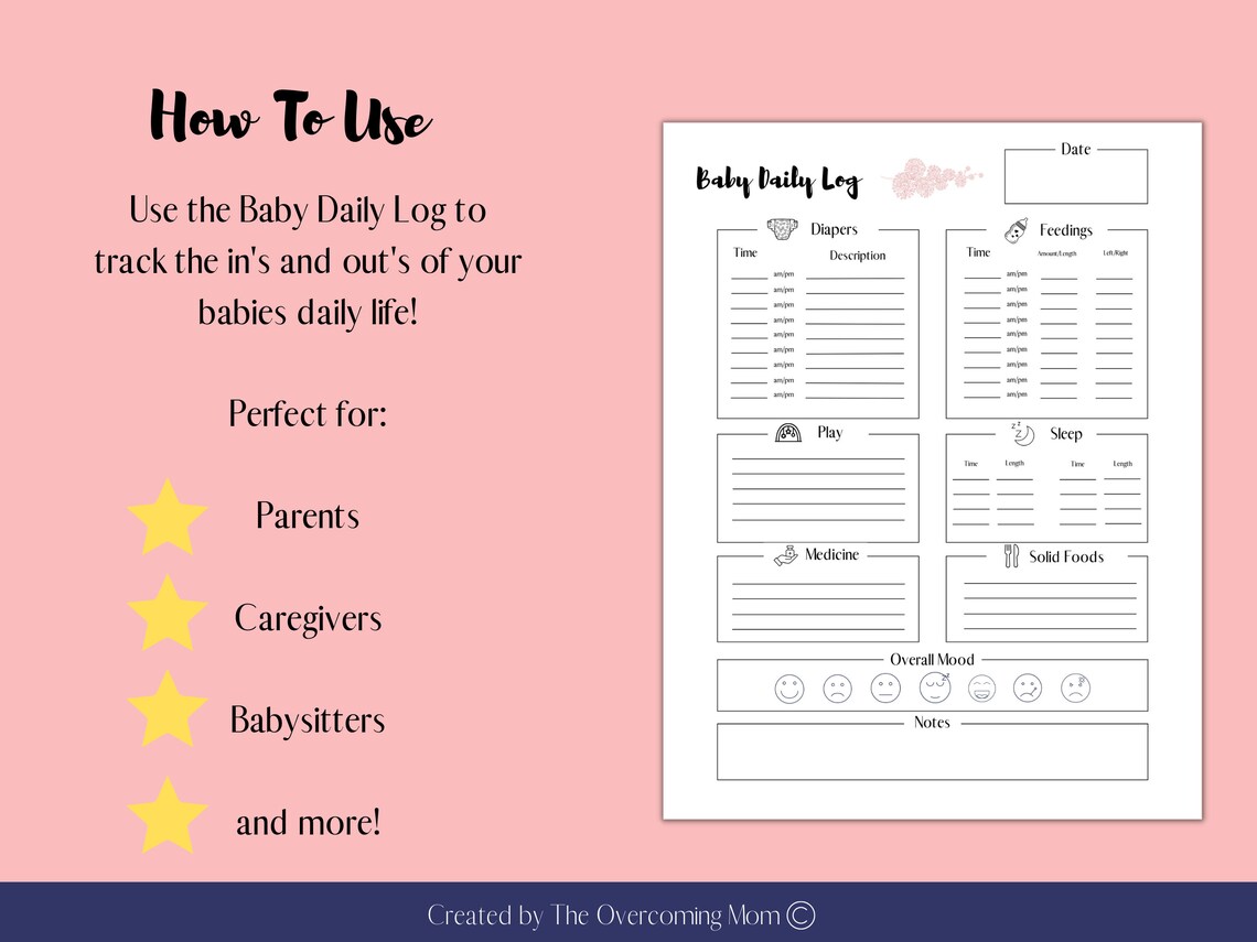 Baby Daily Log, Printable Baby Log, Baby Activity Tracker, Infant ...