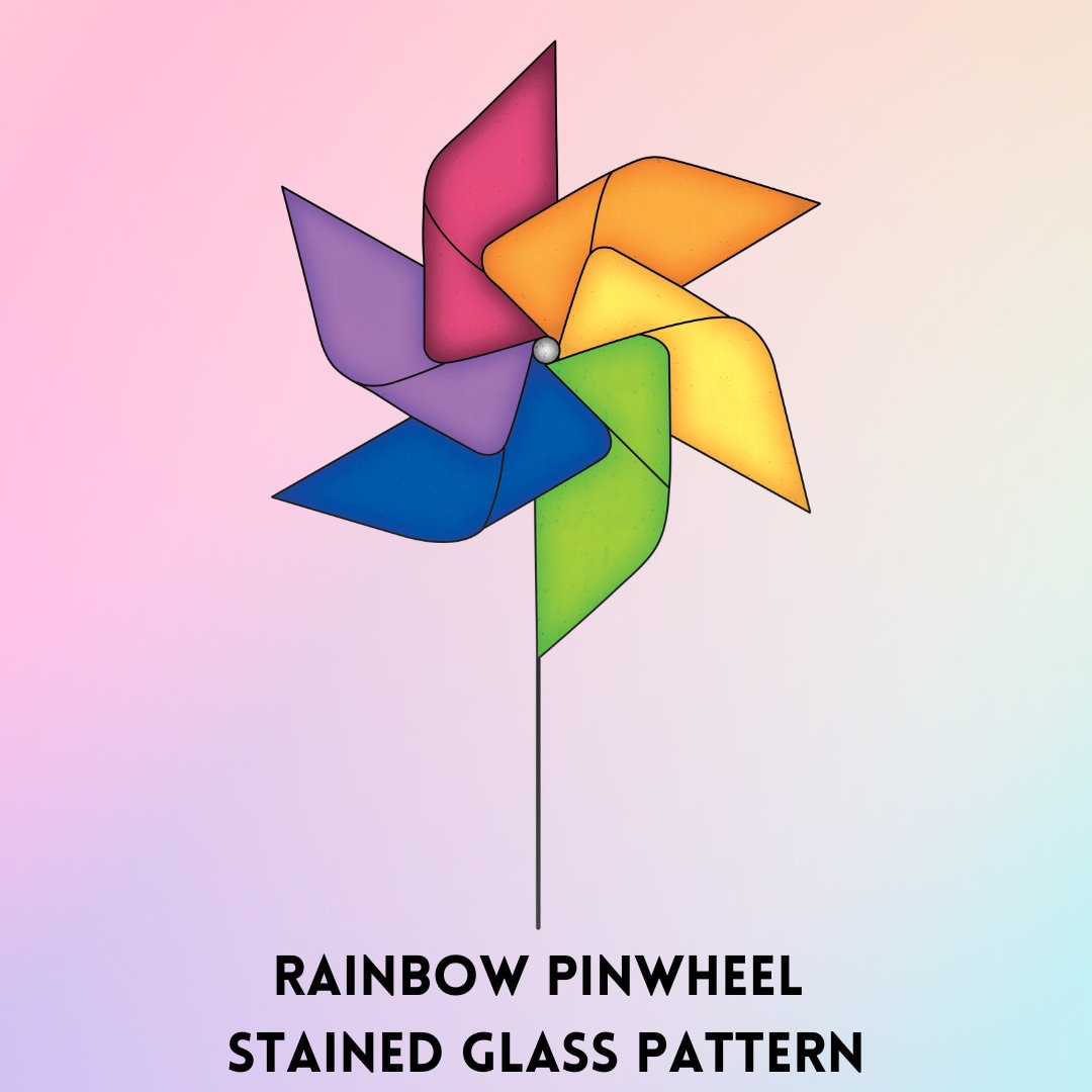 Rainbow Pinwheel Stained Glass Pattern Stained Glass - Etsy