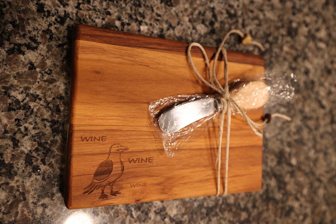 Seagull Wine Engraved Sustainable Teak Butter/cheese Board - Etsy