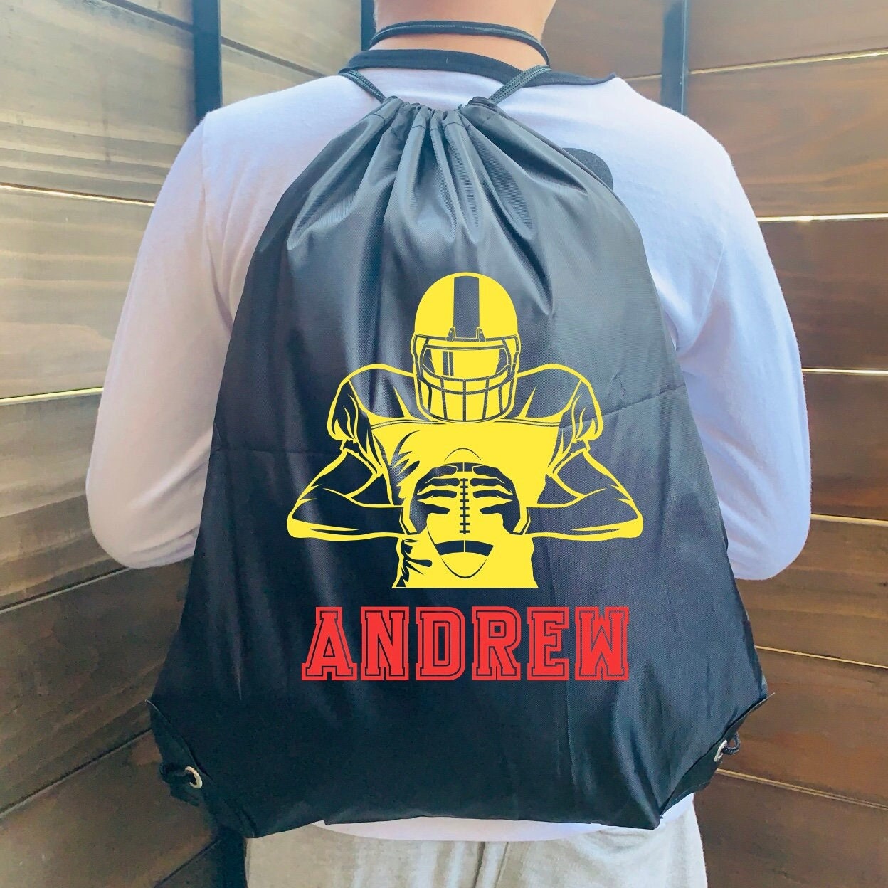 Personalized Football Drawstring Bag Football Party Favor Bag Birthday ...