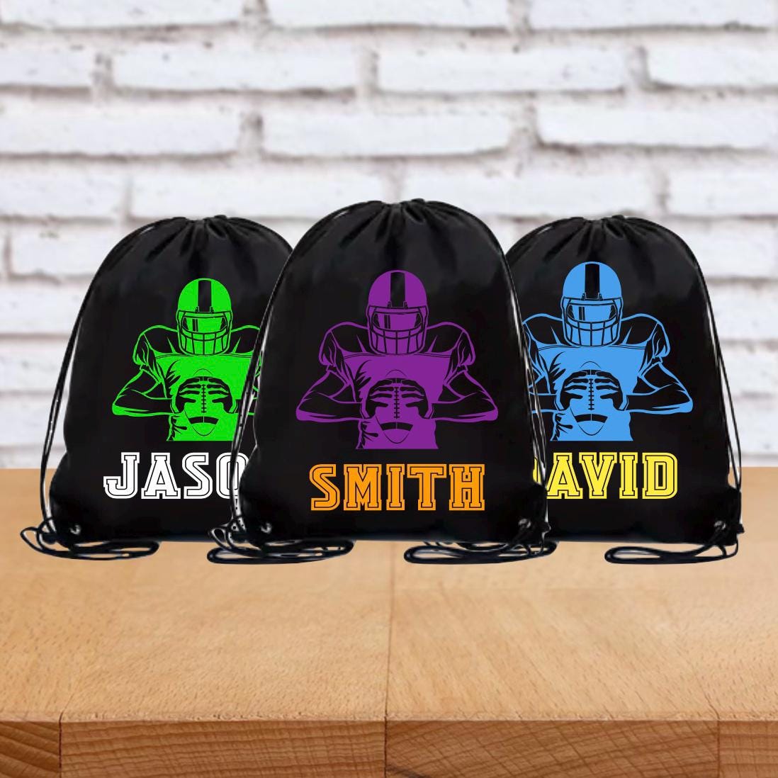 Personalized Football Drawstring Bag Football Party Favor Bag Birthday ...