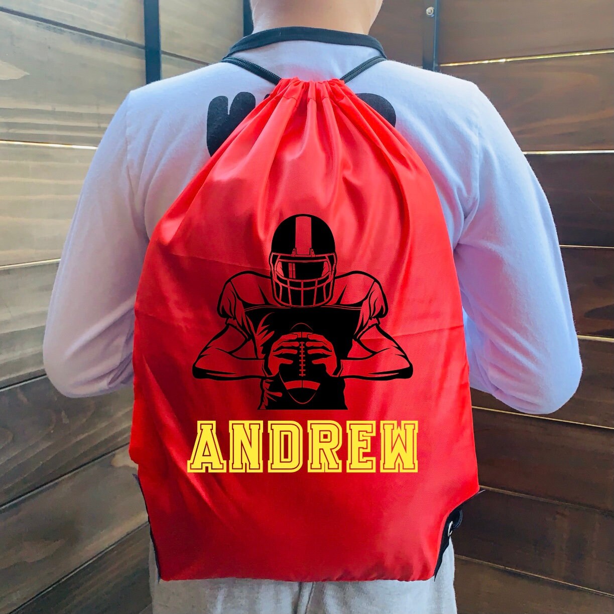 Personalized Football Drawstring Bag Football Party Favor Bag Birthday ...