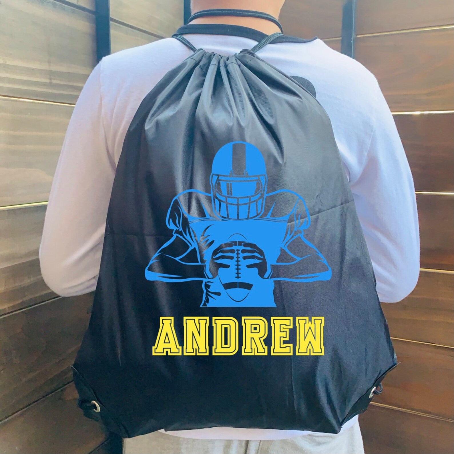 Personalized Football Drawstring Bag Football Party Favor Bag Birthday ...