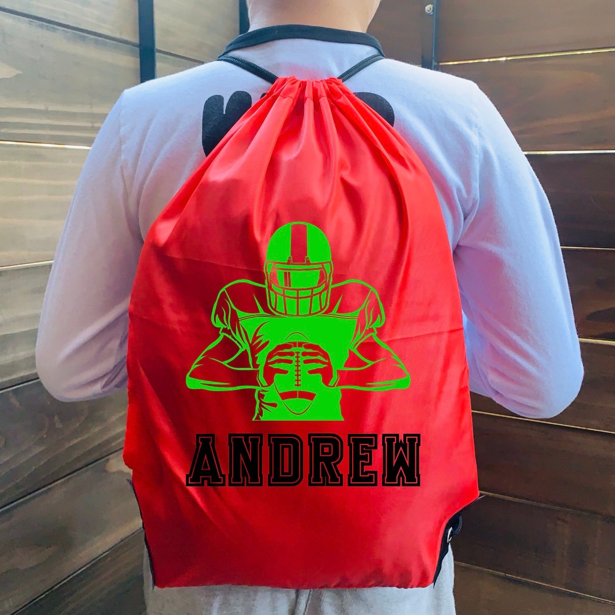 Personalized Football Drawstring Bag Football Party Favor Bag Birthday ...