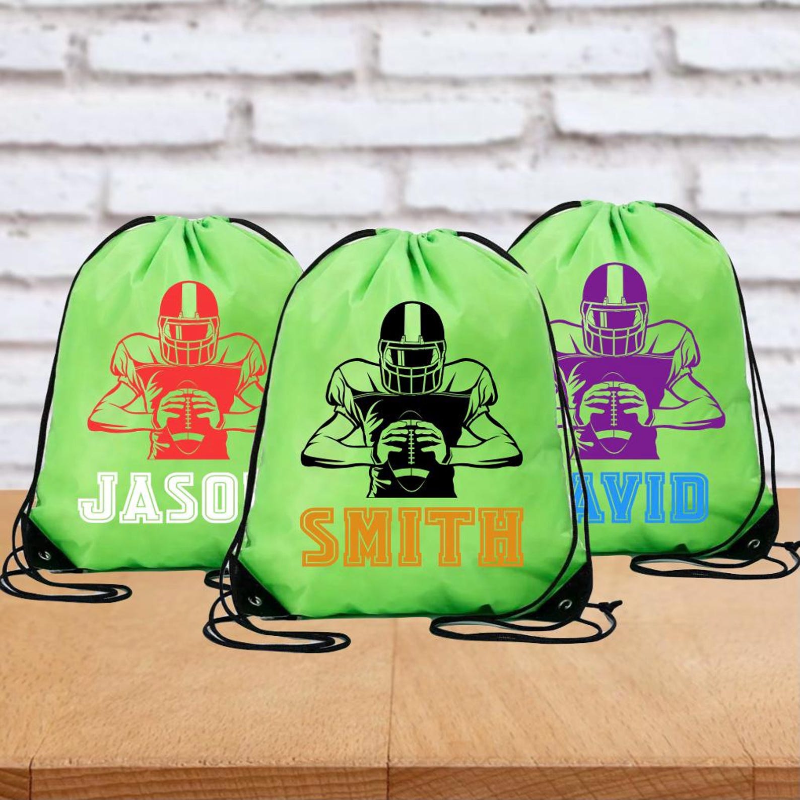 Personalized Football Drawstring Bag Football Party Favor Bag Birthday ...