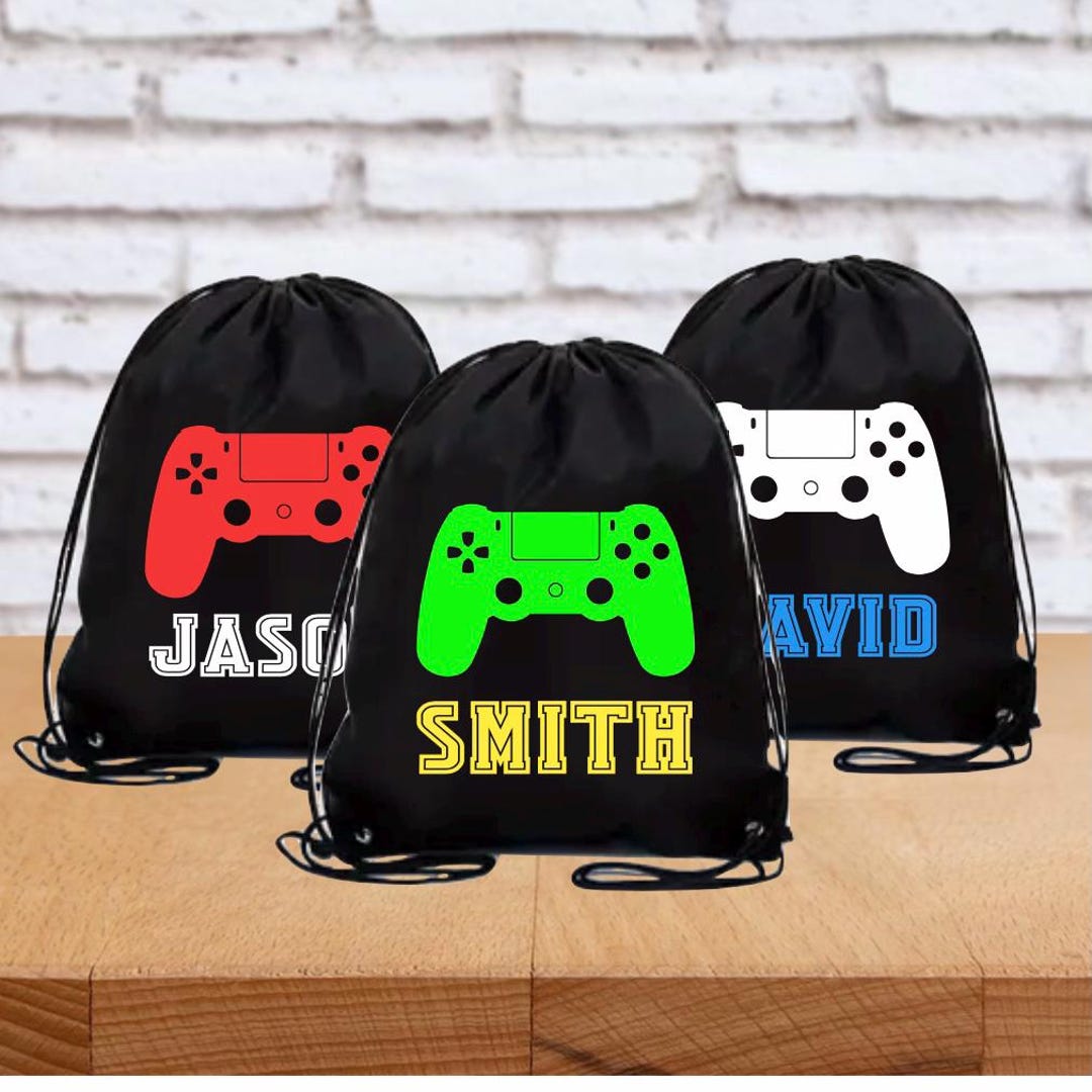 Personalized Gamer Drawstring Bag Party Favor Kids Custom Gaming Favor ...