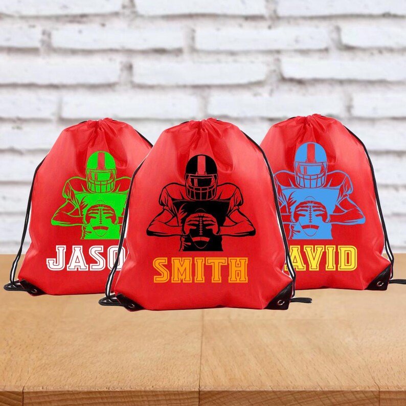 Personalized Football Drawstring Bag Football Party Favor Bag Birthday ...