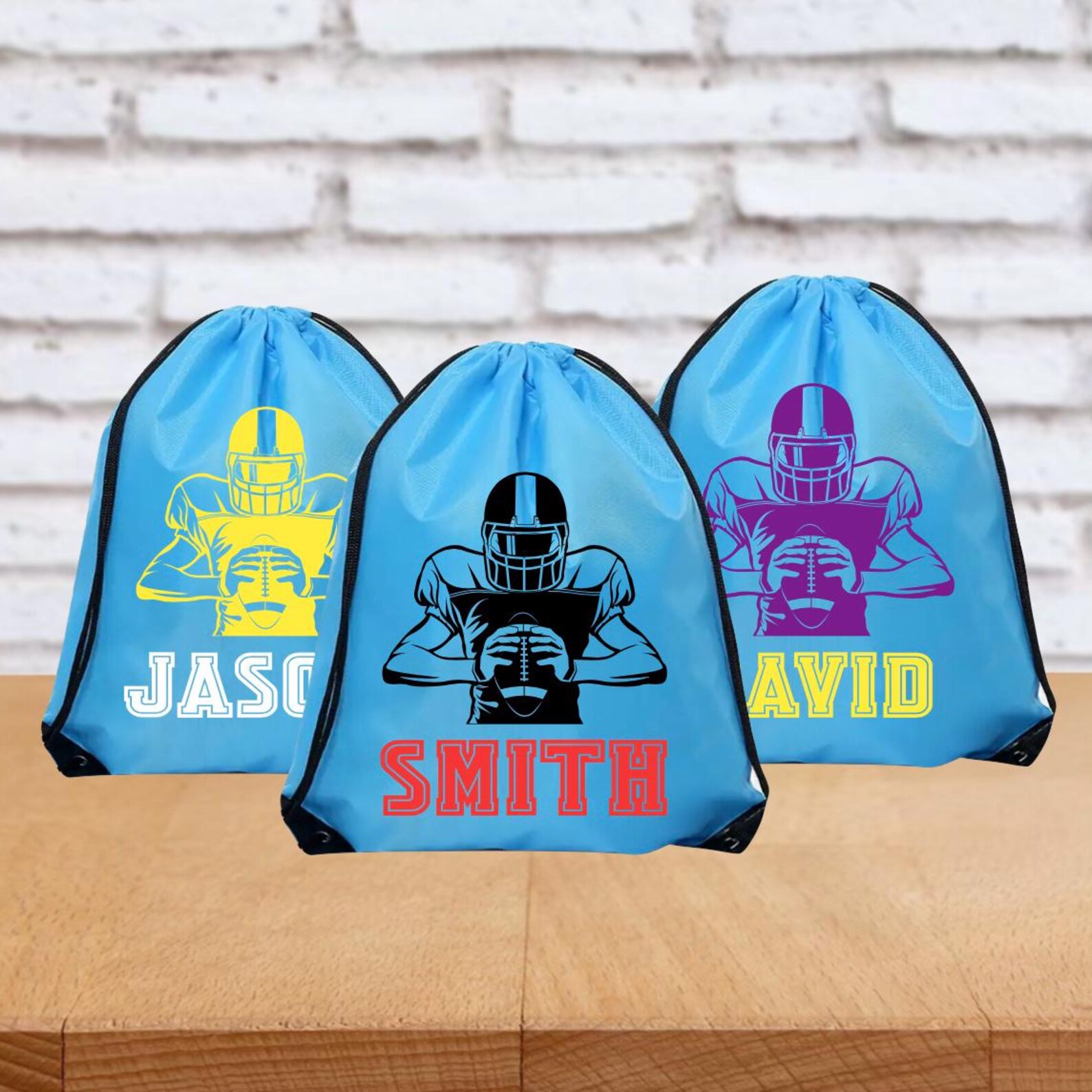Personalized Football Drawstring Bag Football Party Favor Bag Birthday ...