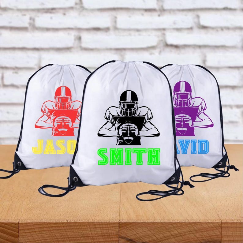 Personalized Football Drawstring Bag Football Party Favor Bag Birthday ...