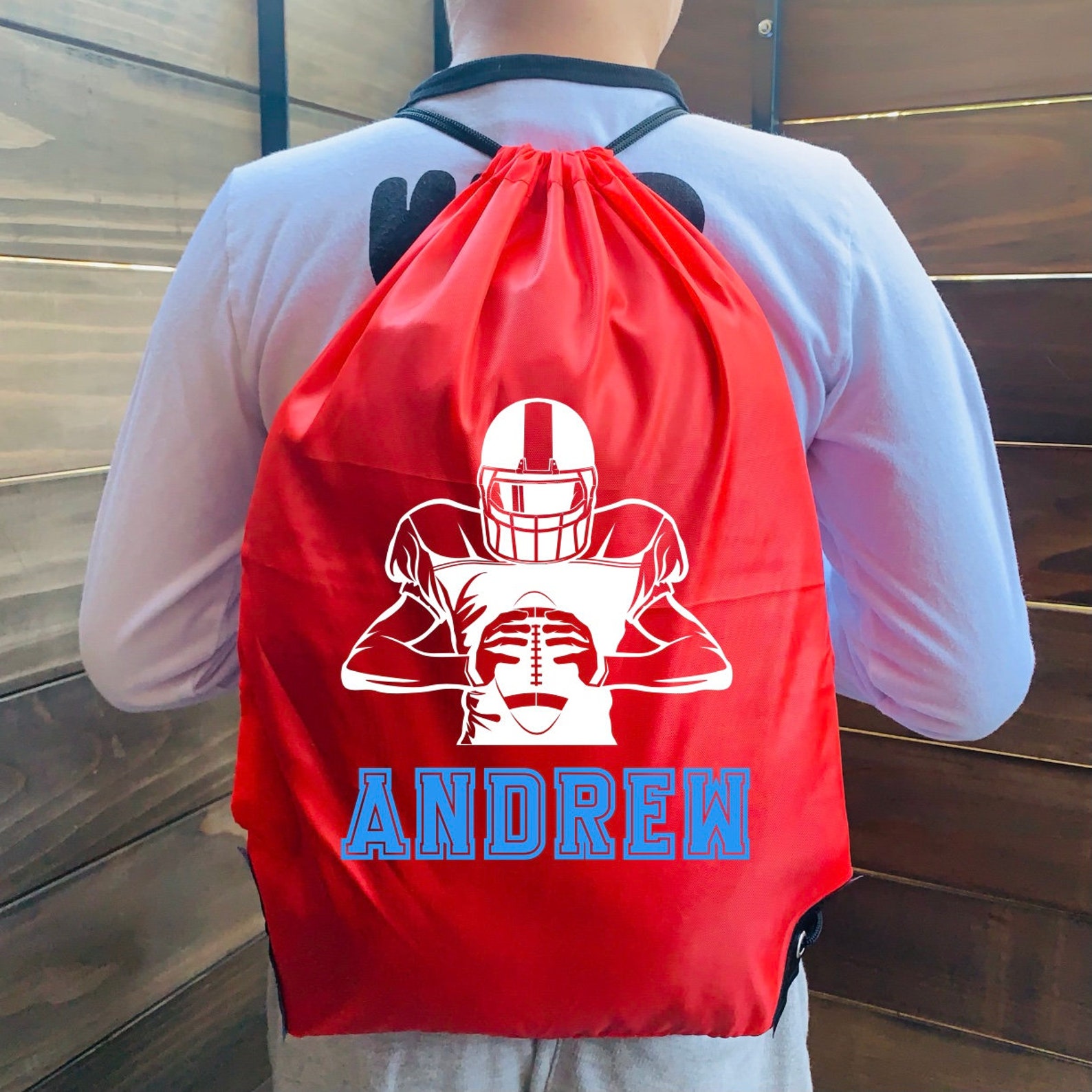 Personalized Football Drawstring Bag Football Party Favor Bag Birthday ...