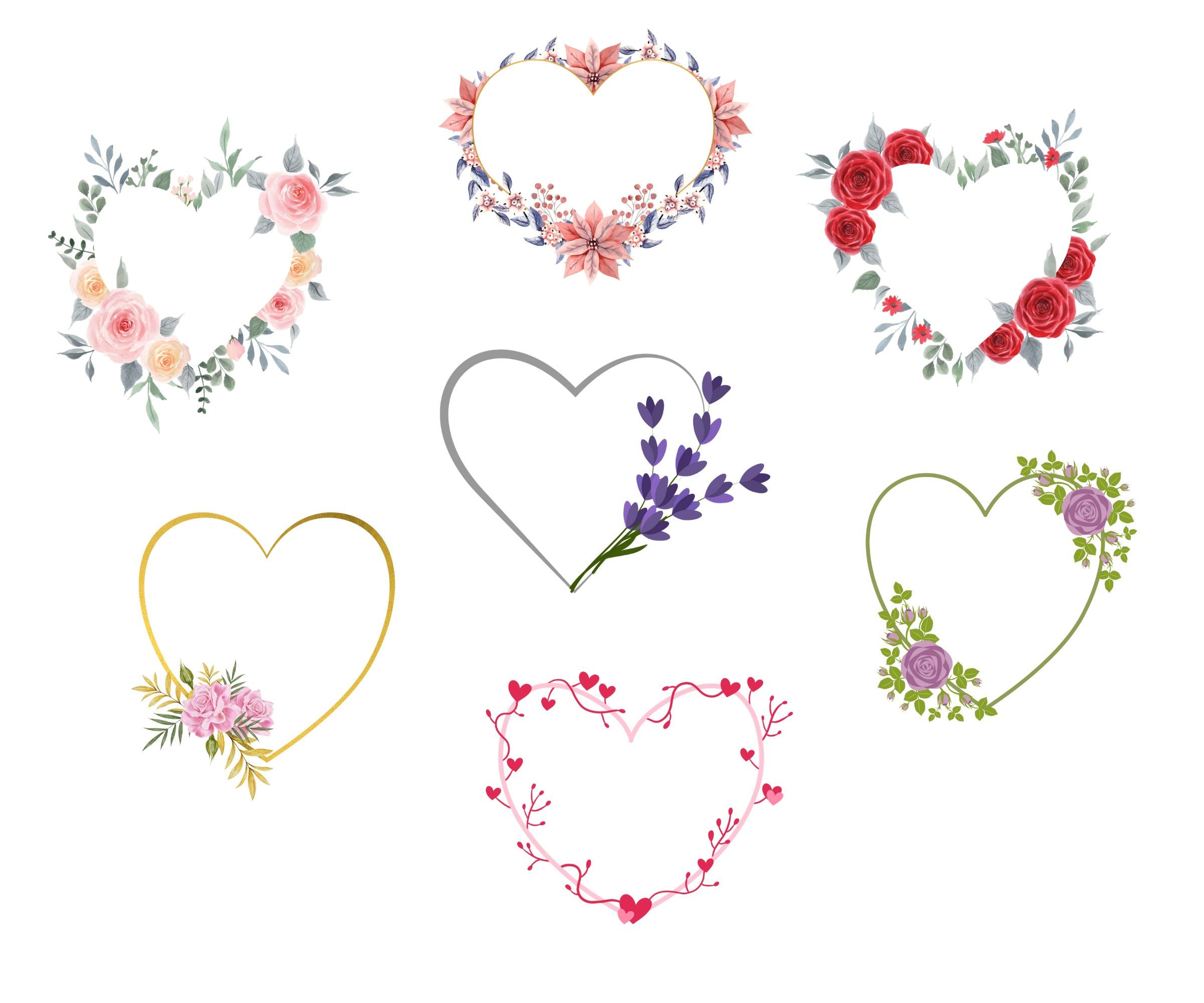 Heart Shape Svg Floral Heart Frame Clipart Heart Frame Svg - Etsy