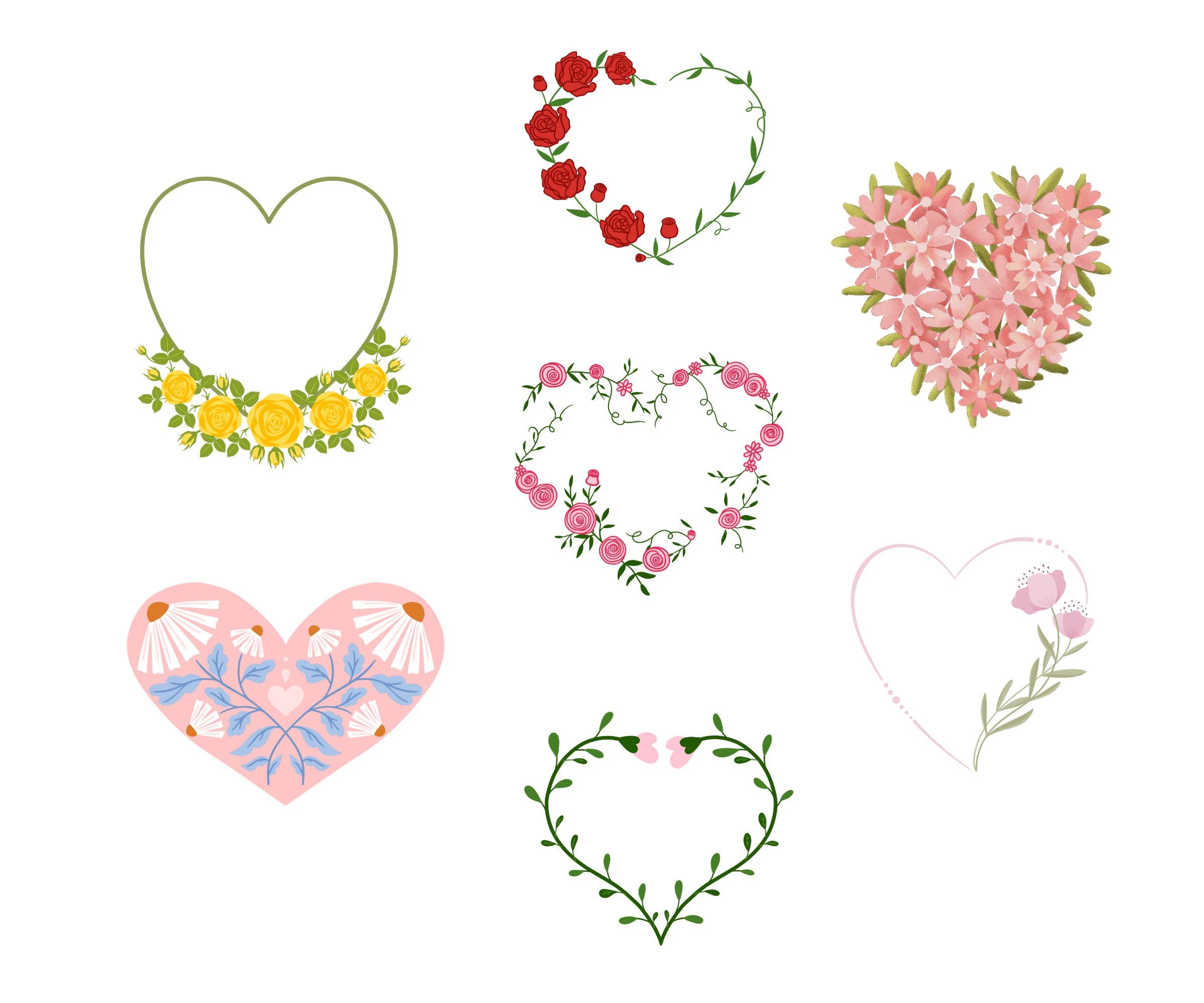 Heart Shape Svg Floral Heart Frame Clipart Heart Frame Svg - Etsy