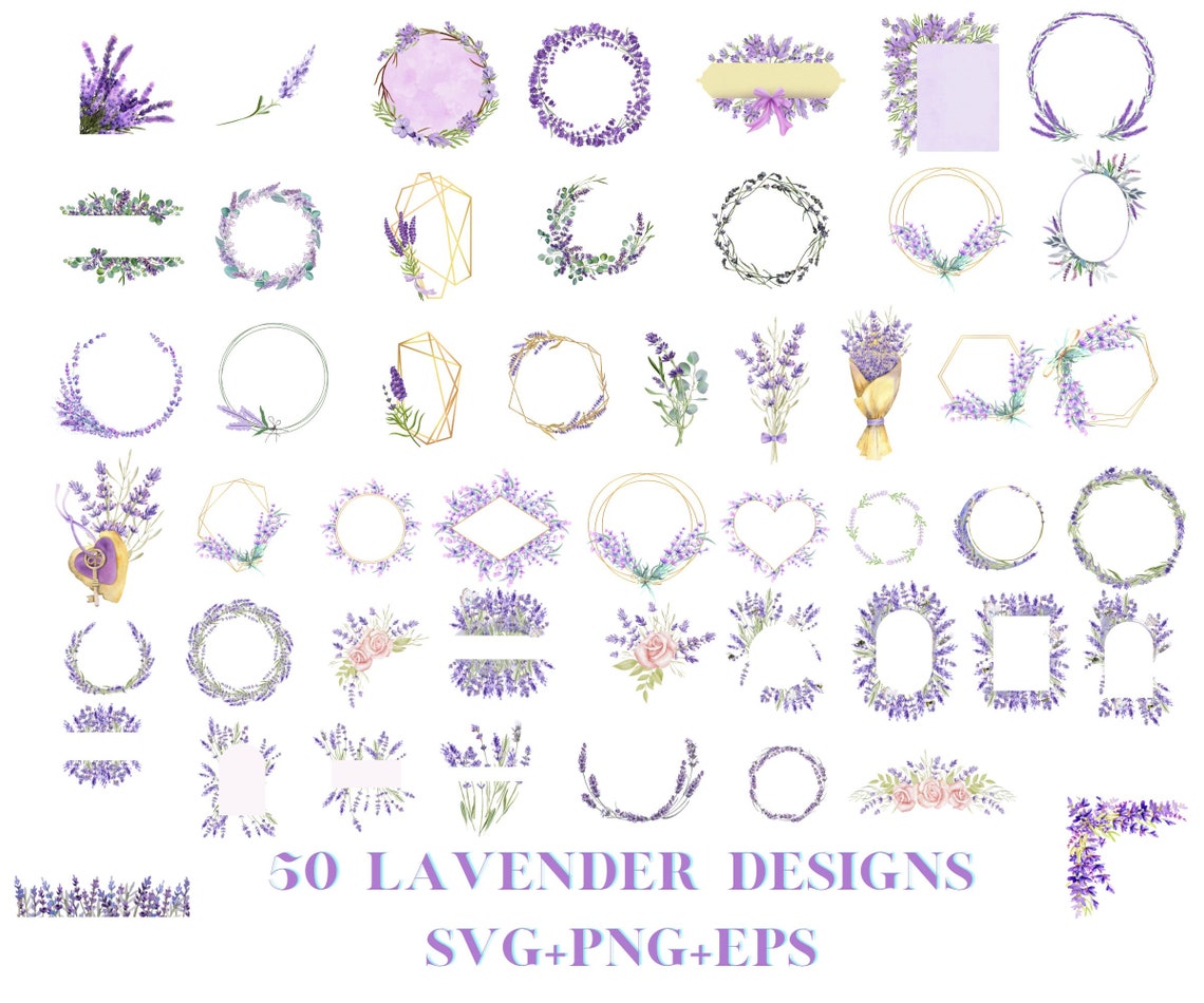 Lavender Flower Svg,floral Frame Svg, Circle Frame Svg, Watercolor ...