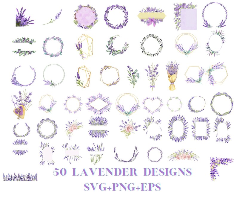 Lavender Flower Svg,floral Frame Svg, Circle Frame Svg, Watercolor ...