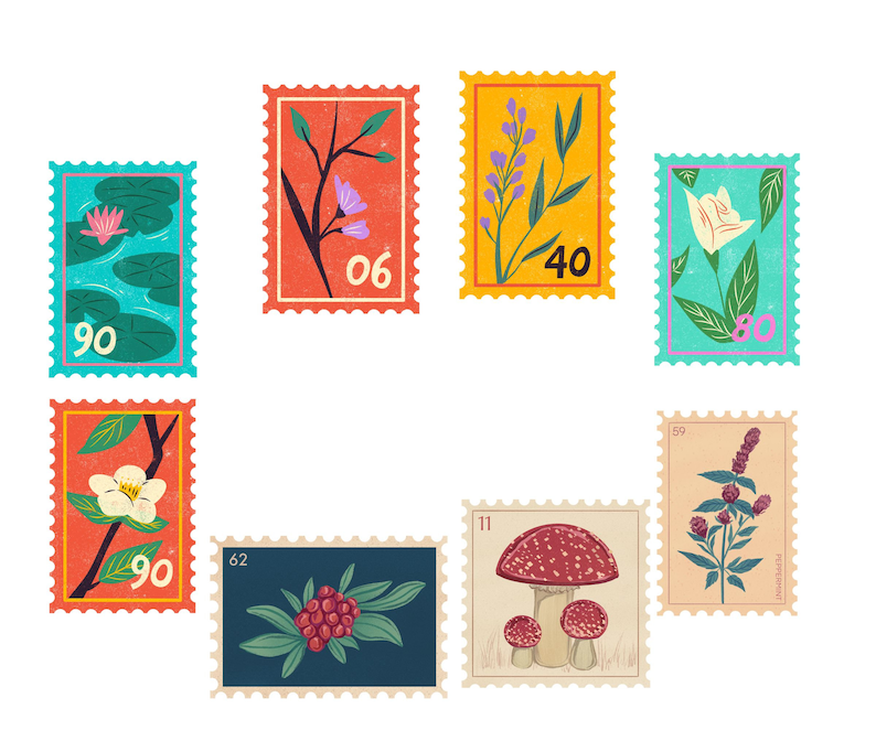 42 Plant Stamp SVG, Plant Stamp PNG, Stamp SVG Bundle, Postmark Svg ...