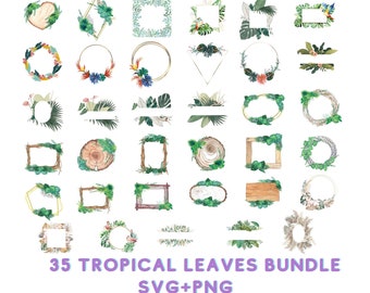 Tropical Leaves Wreath Svg - Etsy