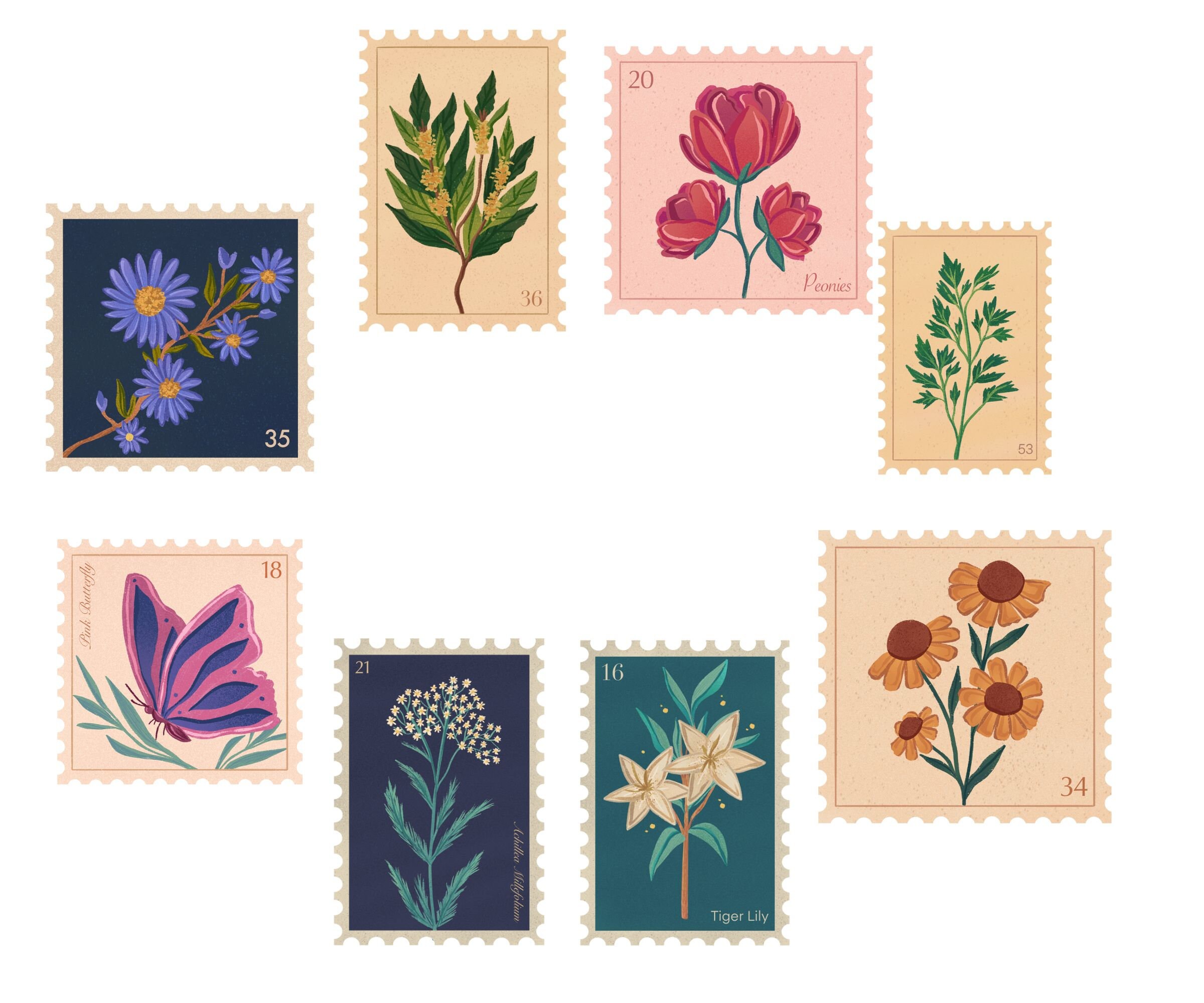 42 Plant Stamp SVG, Plant Stamp PNG, Stamp SVG Bundle, Postmark Svg ...