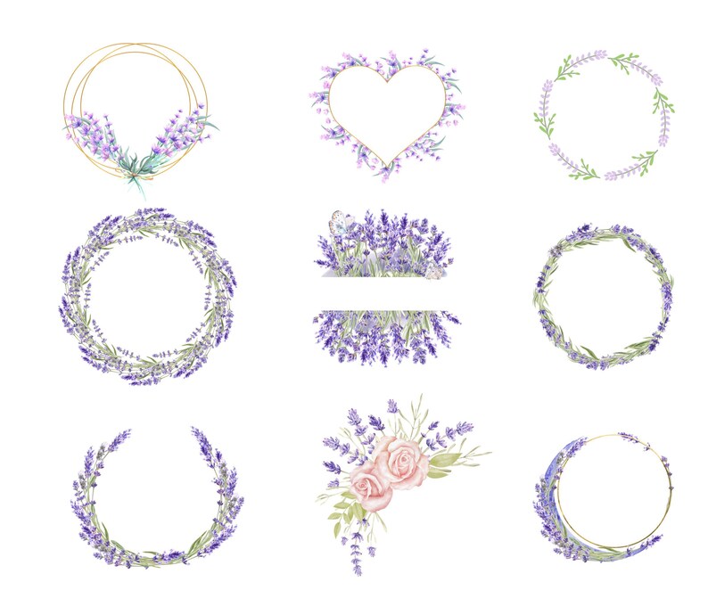 Lavender Flower Svg,floral Frame Svg, Circle Frame Svg, Watercolor ...