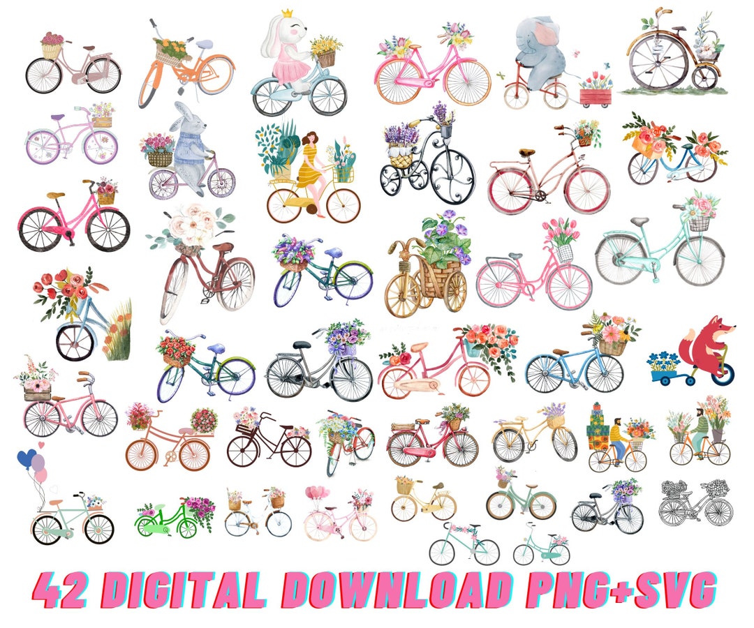 Bicycle Svg, Floral Bicycle Svg, Bike Svg, Bicycle Basket Svg, Bicycle ...