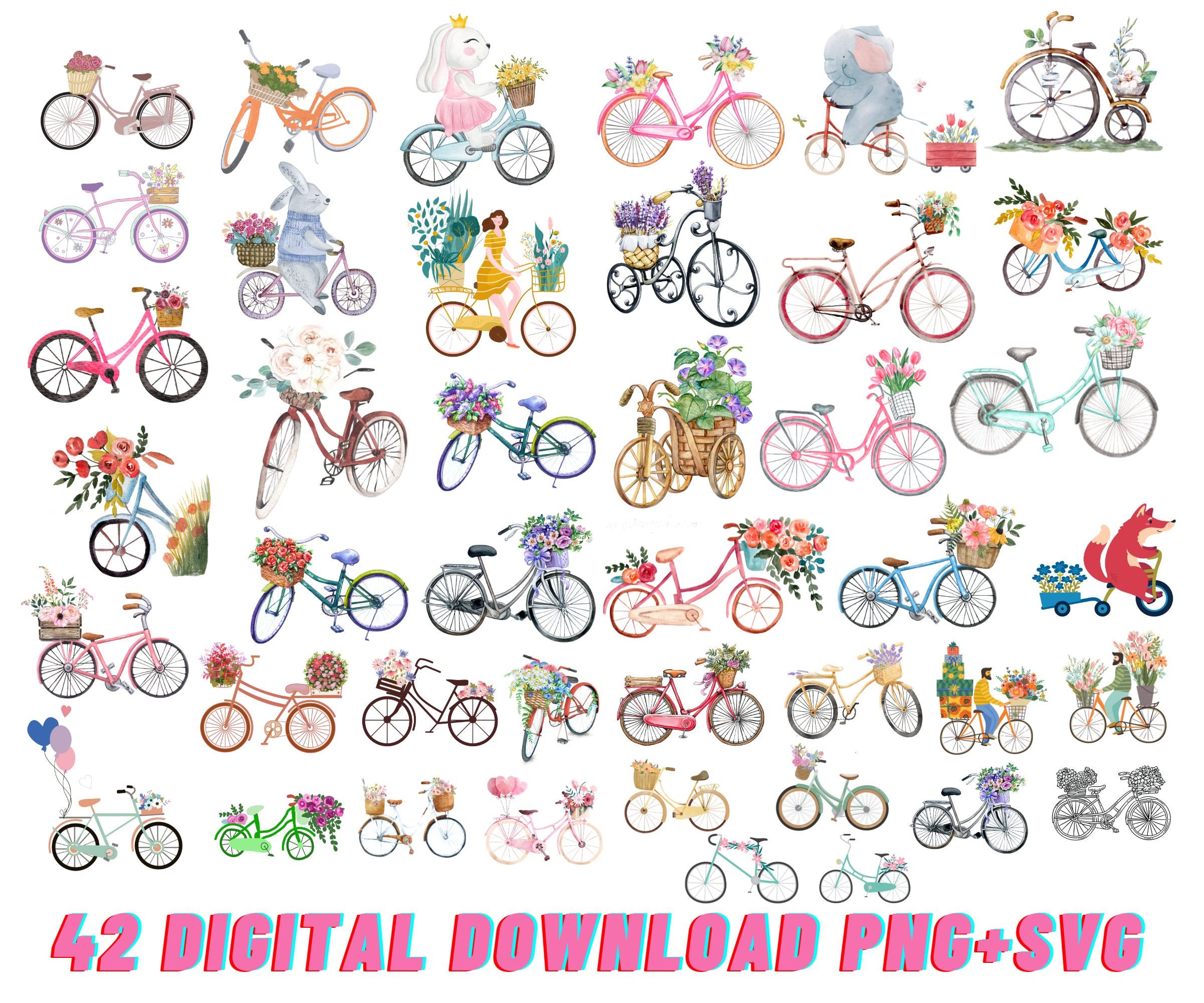 Bicycle Svg, Floral Bicycle Svg, Bike Svg, Bicycle Basket Svg, Bicycle ...