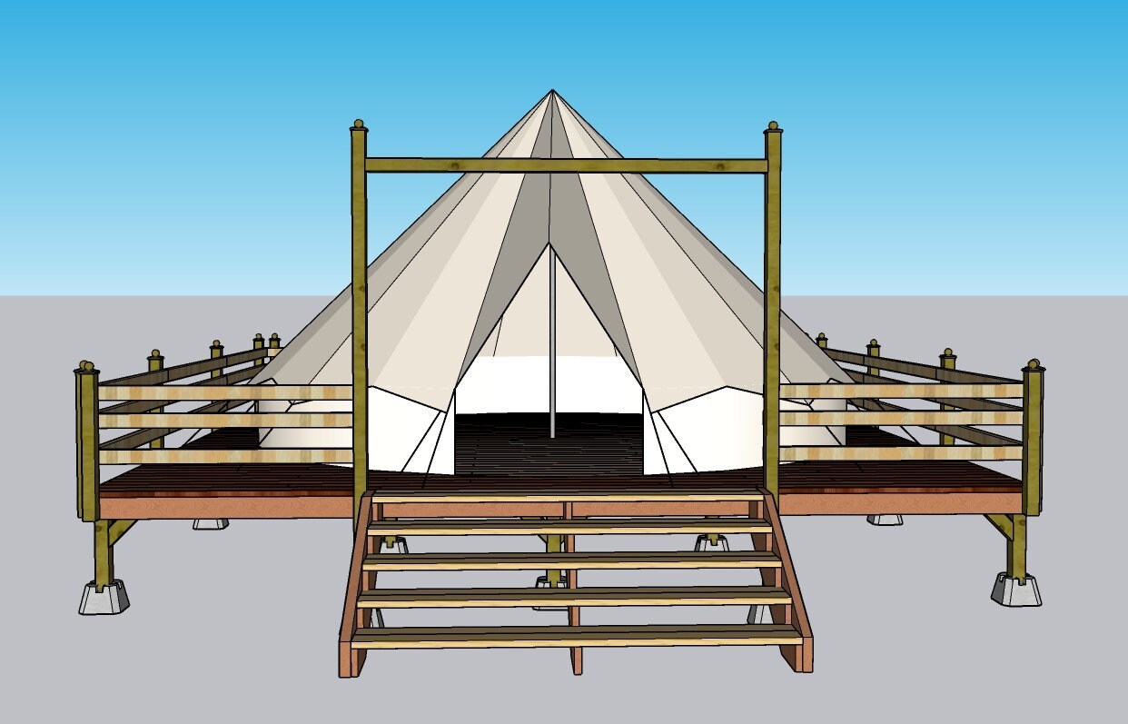 20x20 Square Deck Plans for 4M or 5M Bell Tent DIY Building ...