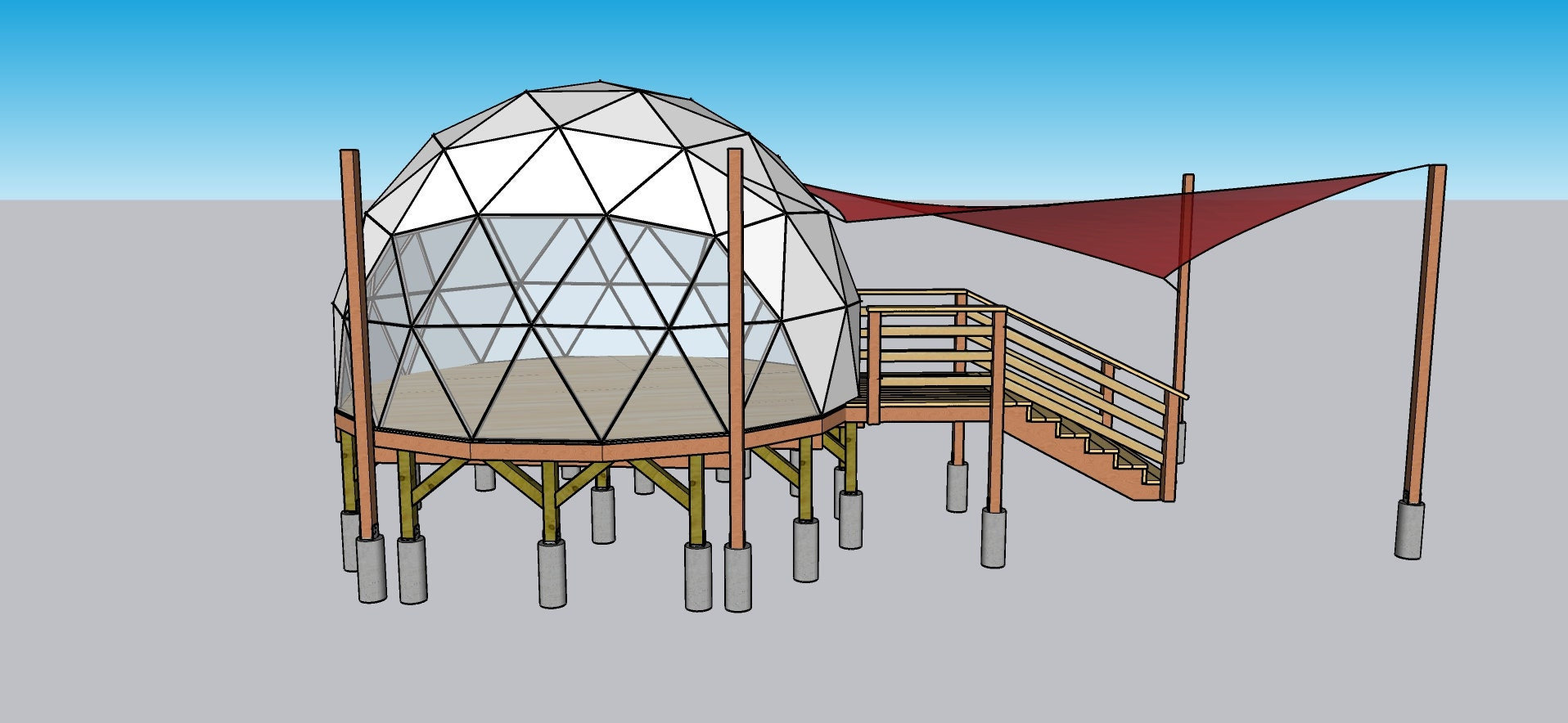 8M Geodesic Dome DIY Deck Building Instructions W Materials and Cut ...