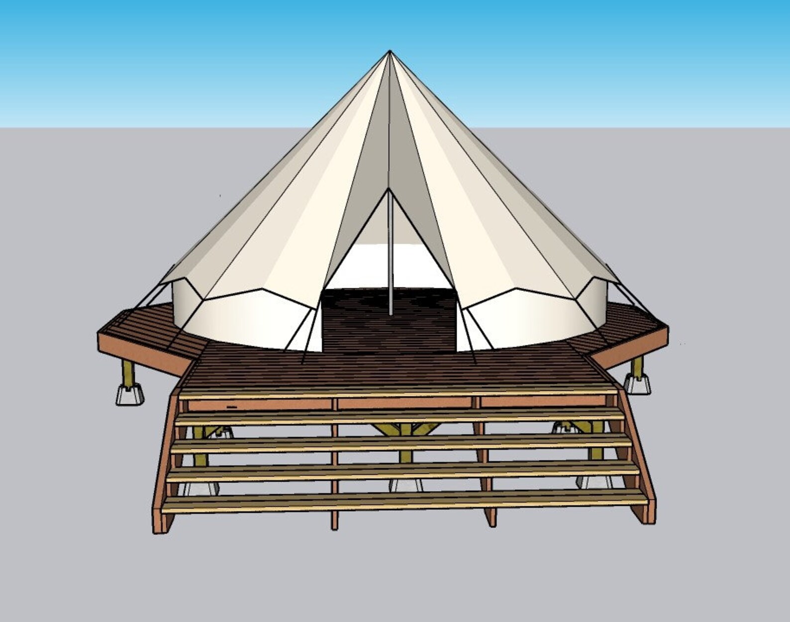 5m Bell Tent Polygon Deck Design W/ Materials List and Building ...