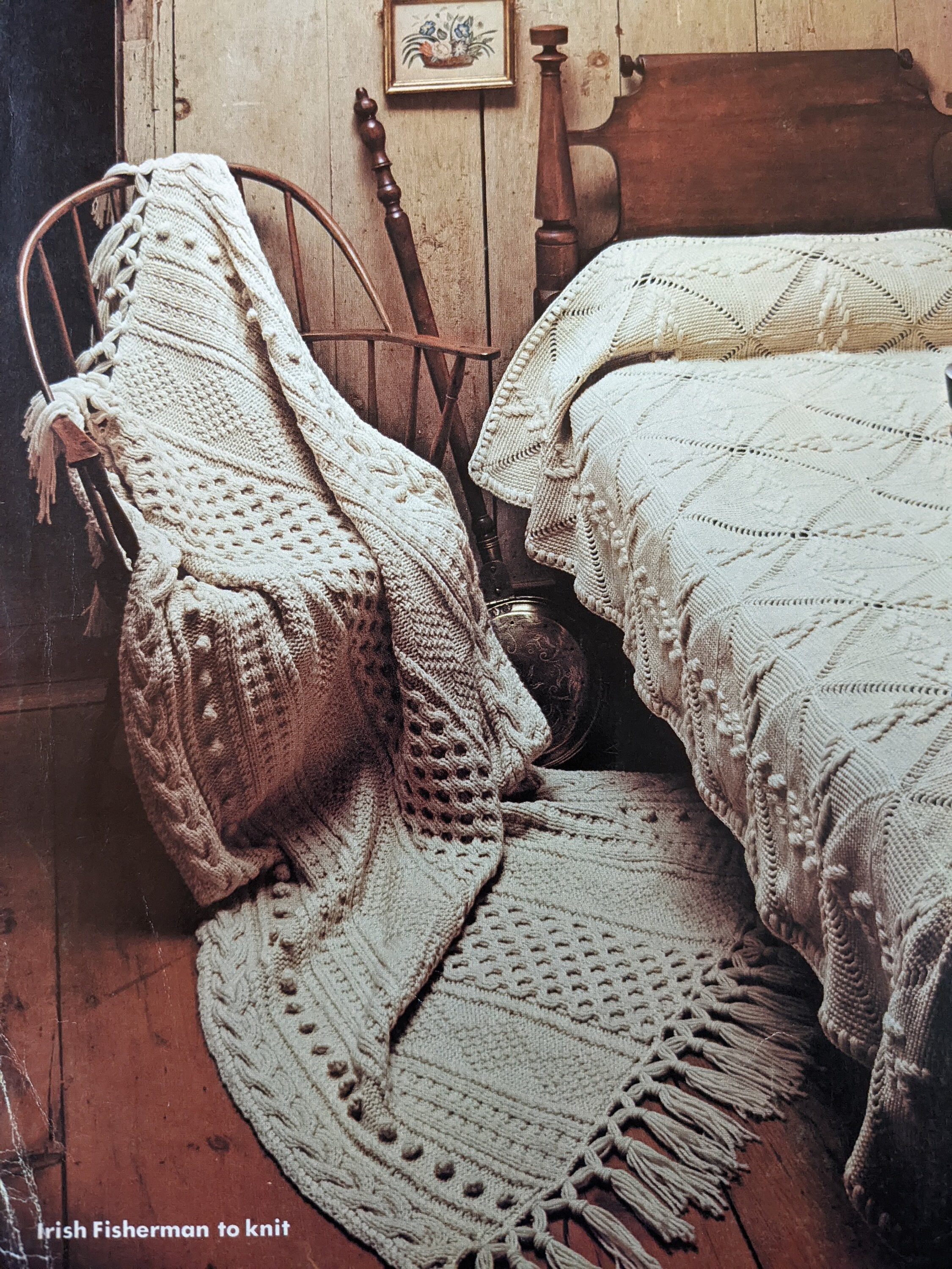 Vintage Knitting Pattern Irish Fisherman Afghan, Vintage Knit Blanket ...