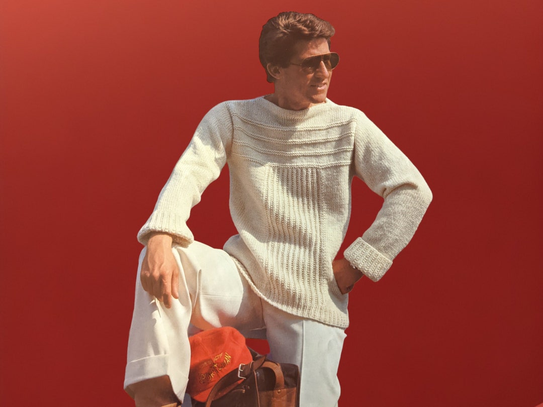 Vintage 70's Knitting Pattern Men's Sweater, 1970's Men's Knit Sweater ...