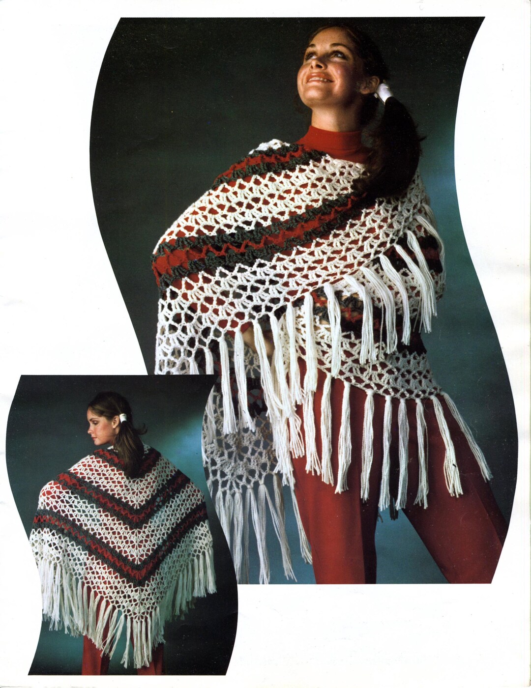Vintage 1970's Shawl Crochet Pattern, Instant PDF Download, 70's ...