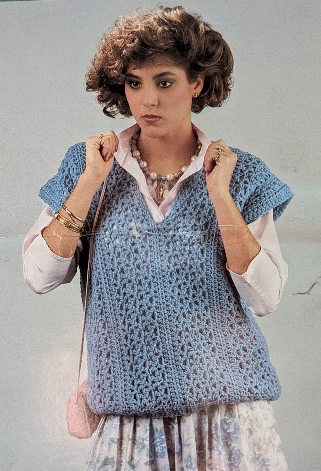 Vintage 80's Crochet Pattern, Women's V Neck Vest, 80's Crochet Vest ...